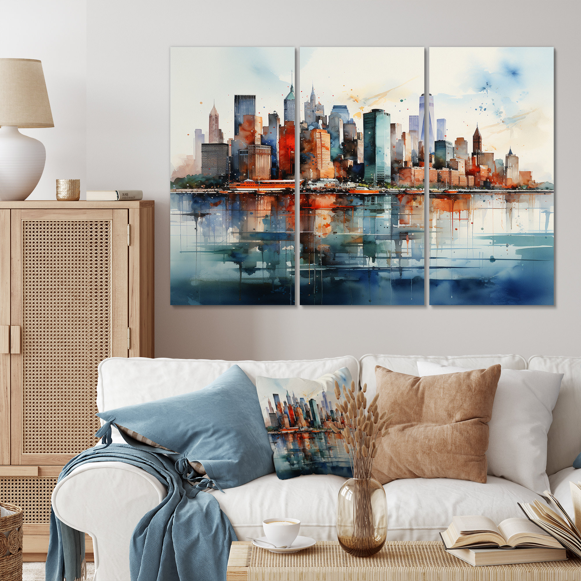 Design Art Dreamy New York Scenery Retro Watercolor I - City New York ...