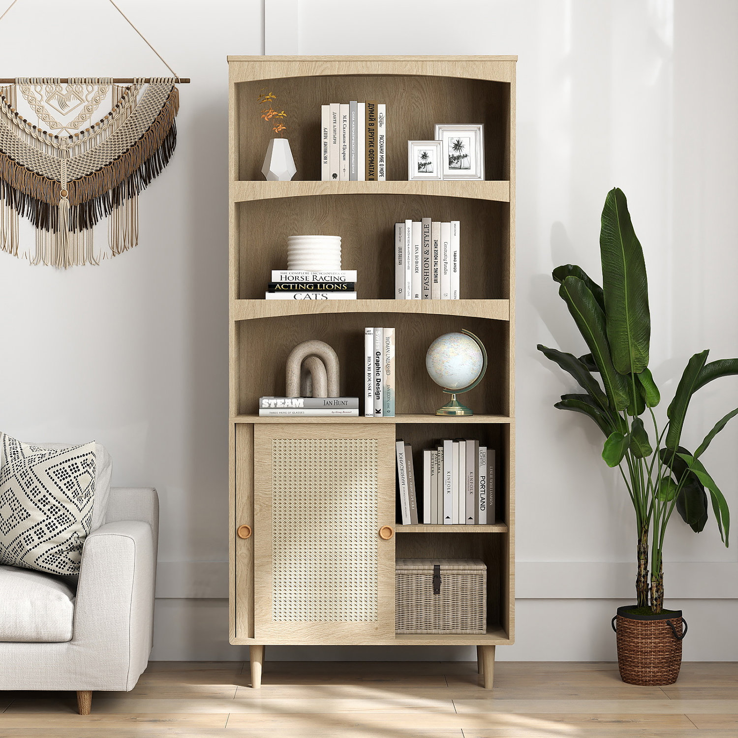 Bay Isle Home™ MM Tall 5 Tier Boho Bookshelf | Wayfair