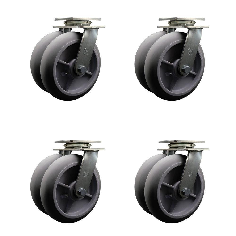 Service Caster 8 Inch Dual Thermoplastic Rubber Wheels Swivel Caster ...