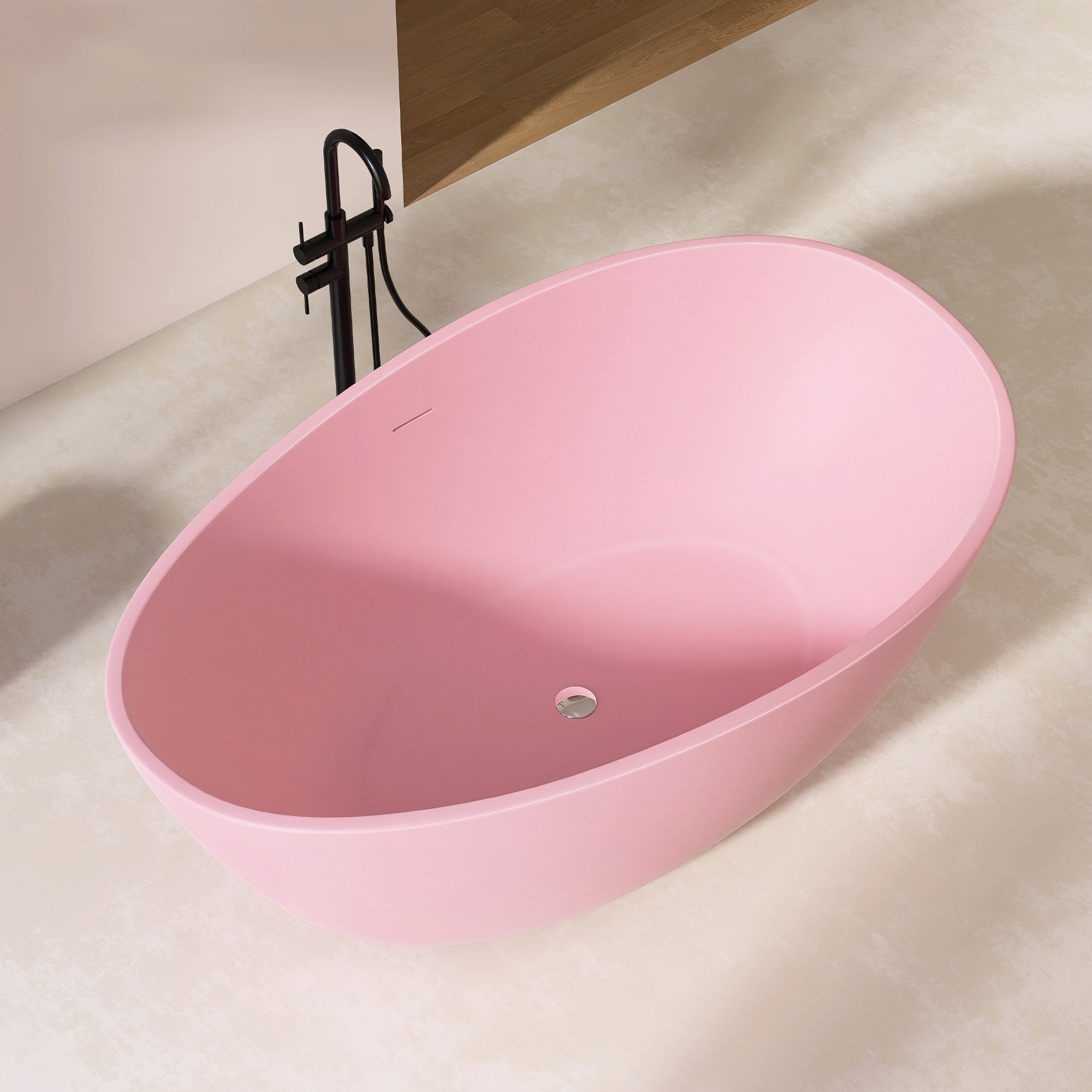 ZEAFIVE 63 In. X 38 In. Acrylic Freestanding Soaking Bathtub Stand ...