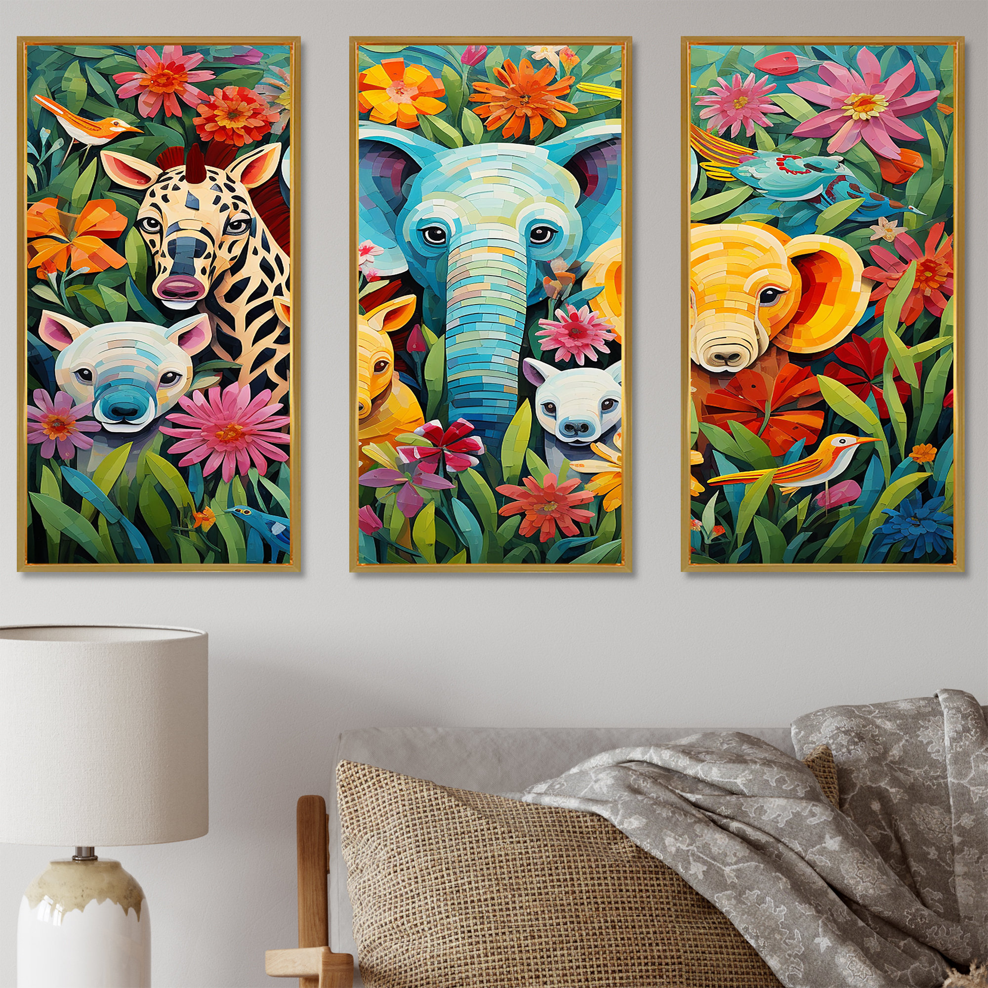 Indigo Safari Colorful Cute Animal Nursery III - Animal Nursery's Wall ...