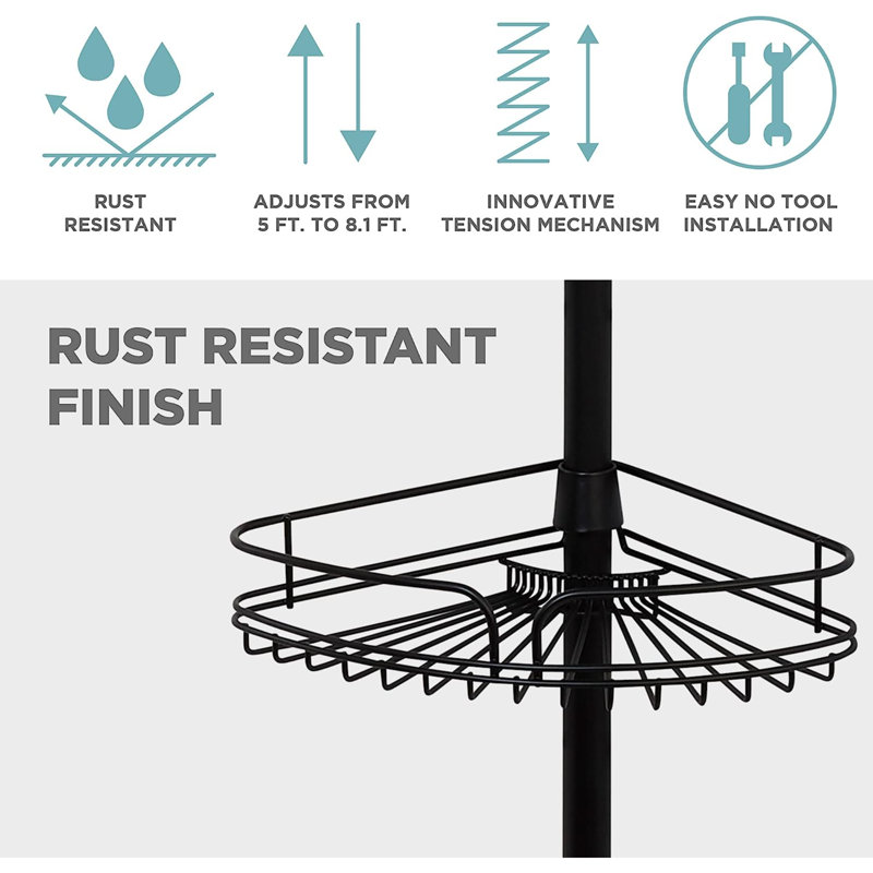 Rebrilliant Buntingford Tension Pole Stainless Steel Shower Caddy ...