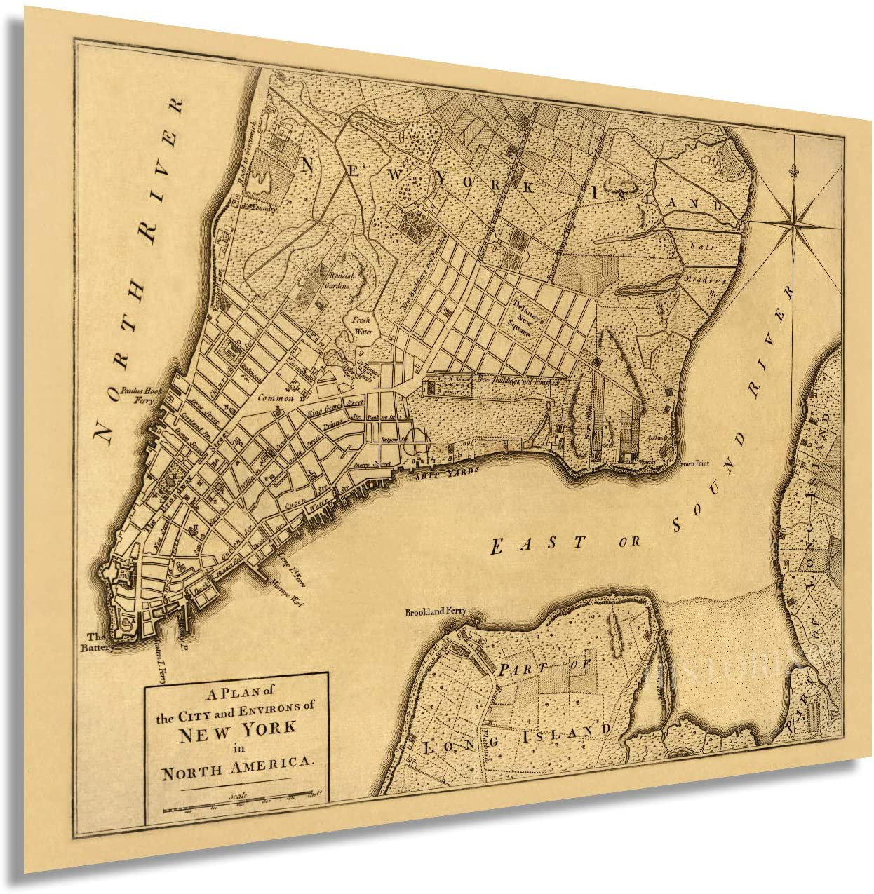 HISTORIC PRINTS 1776 Plan of New York City Map Poster Wall Art on Paper ...