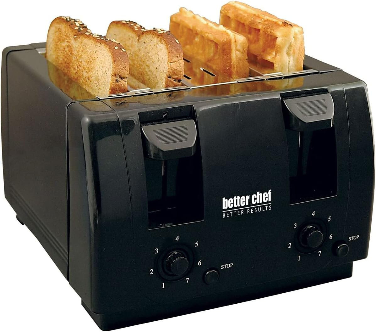 ORIXFORCE Better Chef 4-slice Dual Control Toaster – Black, Adjustable ...