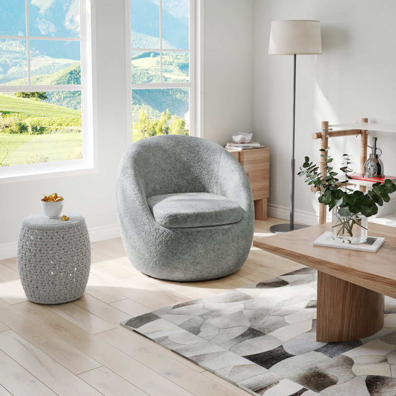 Wrought Studio Jaysaun Upholstered Swivel Barrel Chair & Reviews | Wayfair