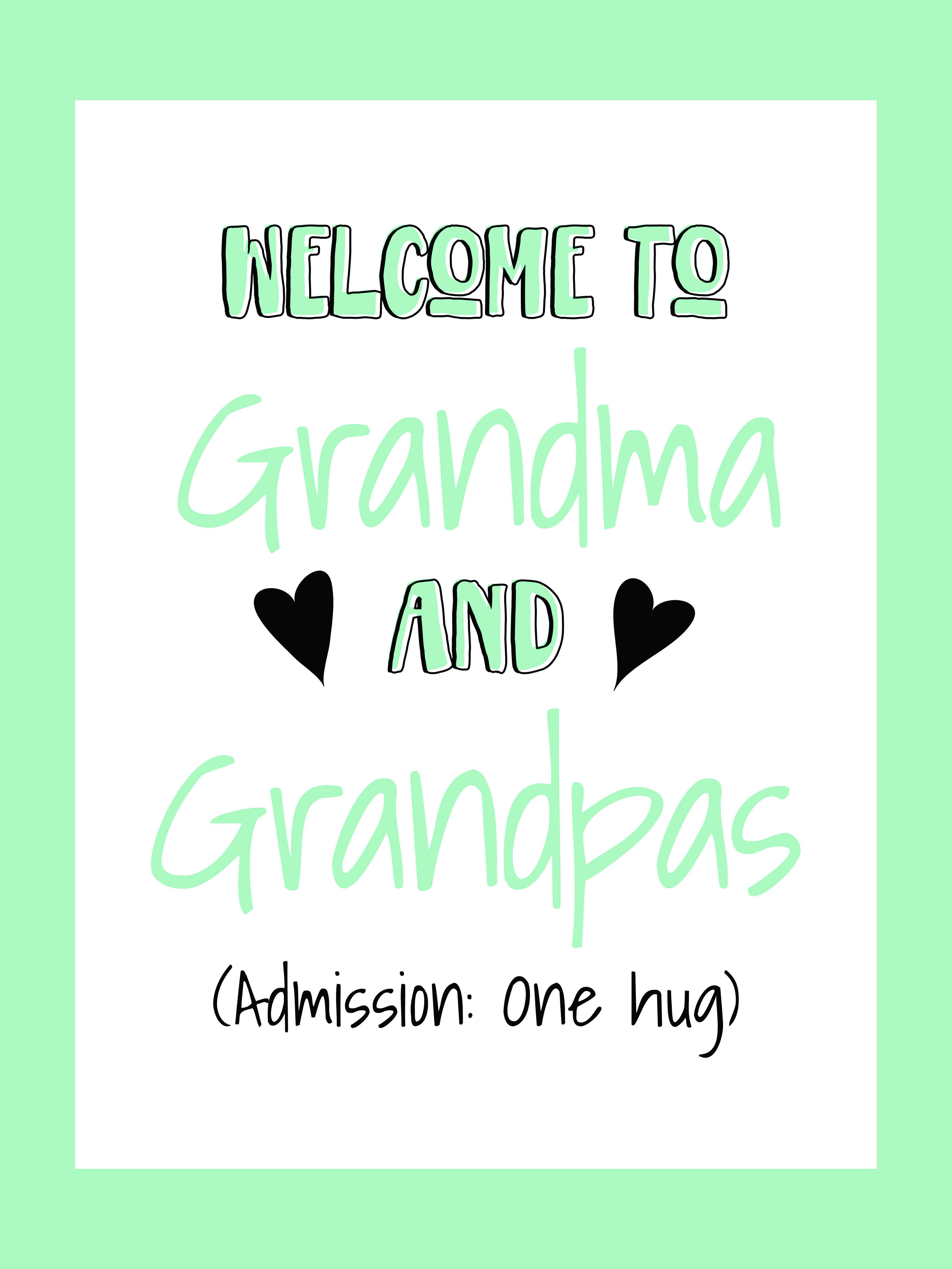 Trinx Welcome to Grandparents Mint Hearts Admission - Wrapped Canvas ...