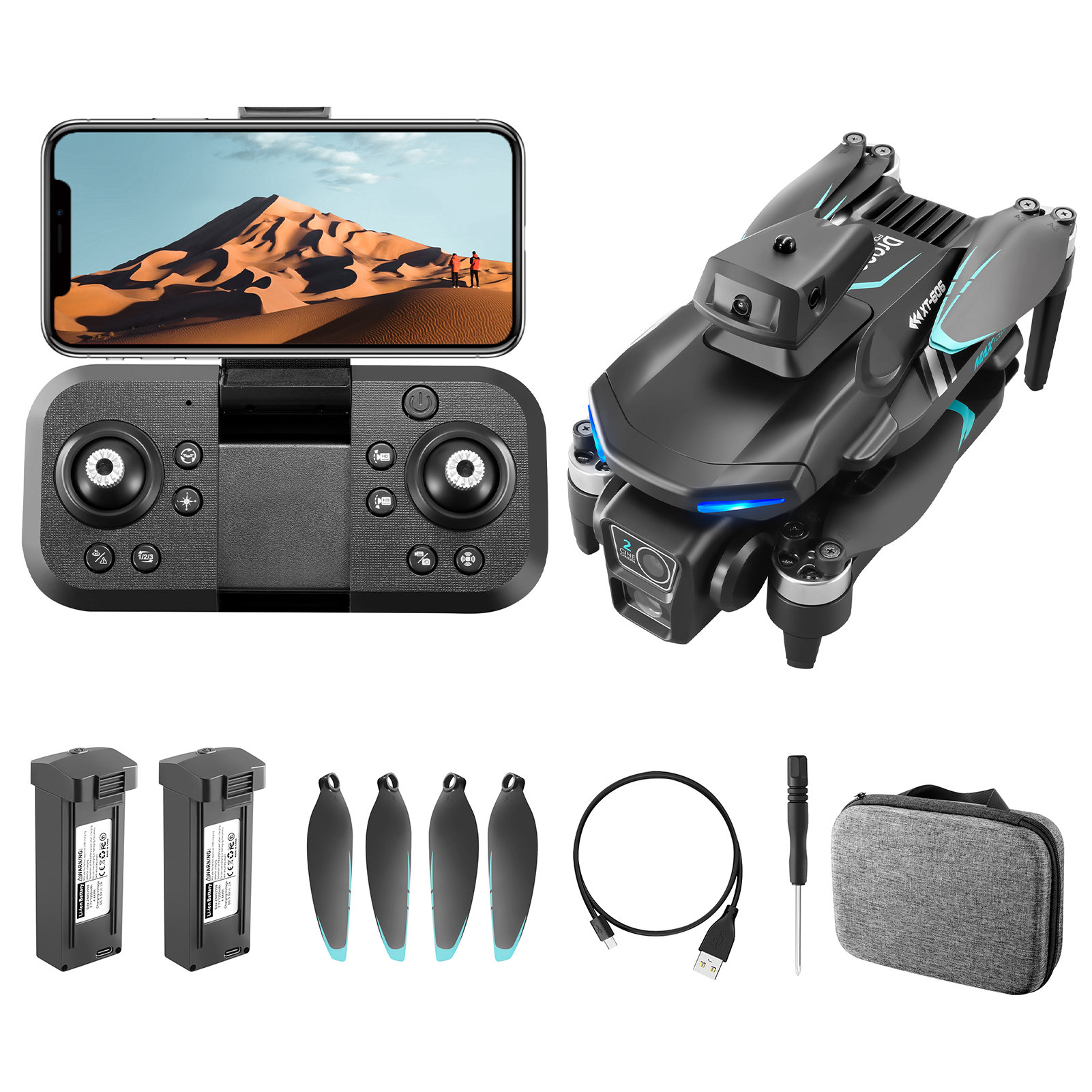 Ivy Bronx Remote Control Drone with Dual Cameras Obstacle Avoidance ...