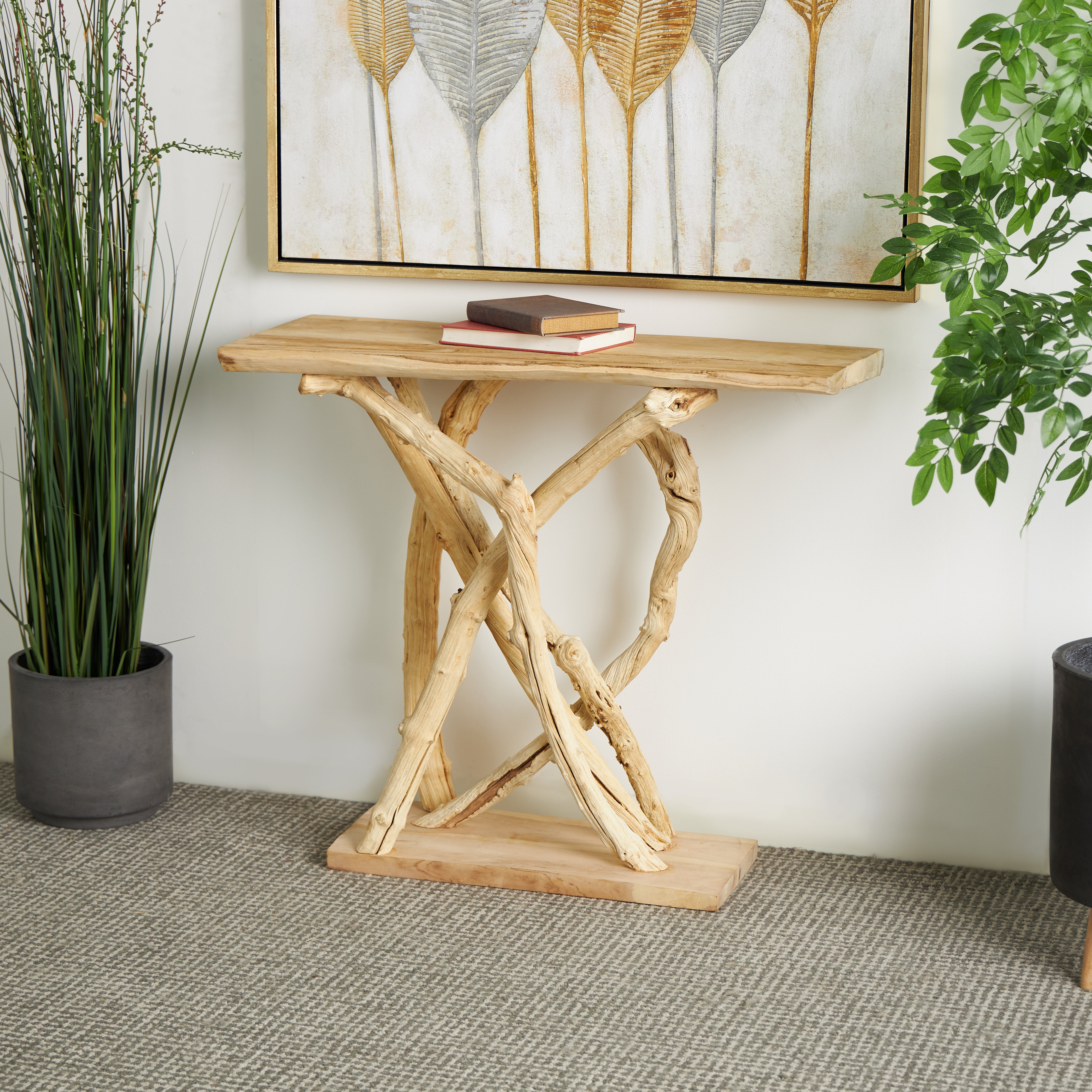 Millwood Pines Cliffes Handmade Light Wood Colour Live Edge Teak Branch ...