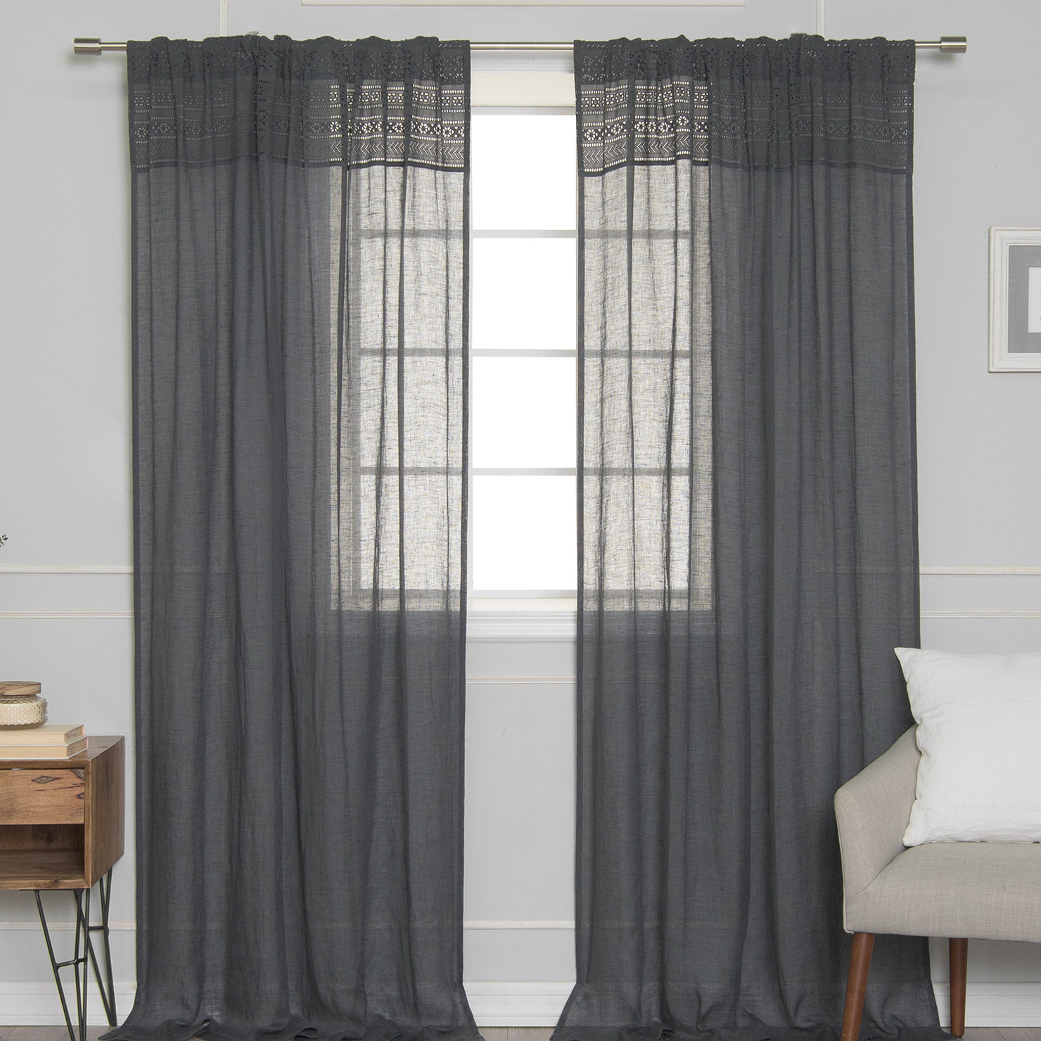 Dakota Fields Linen Solid Sheer Rod Pocket Single Curtain Panel | Wayfair