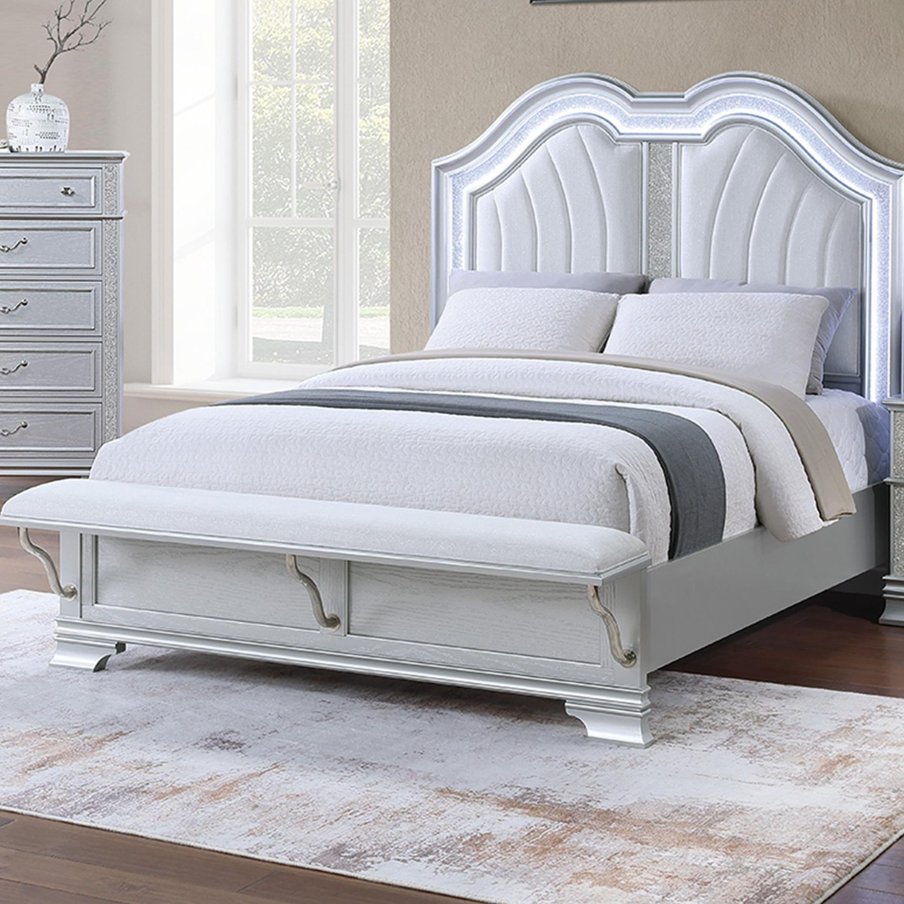 Latitude Run® Cotemporary Elegant Bed w Built-in Footboard Bench ...