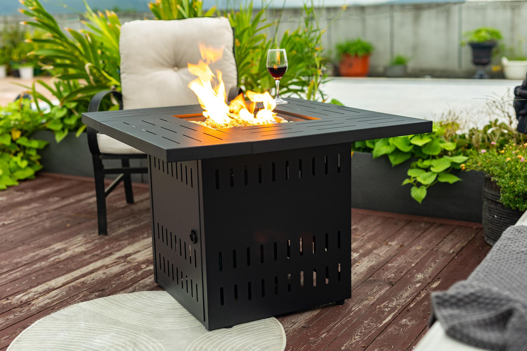 Brayden Studio 34inches Steel fire pit table Gas Fire Pit for Outdoor ...