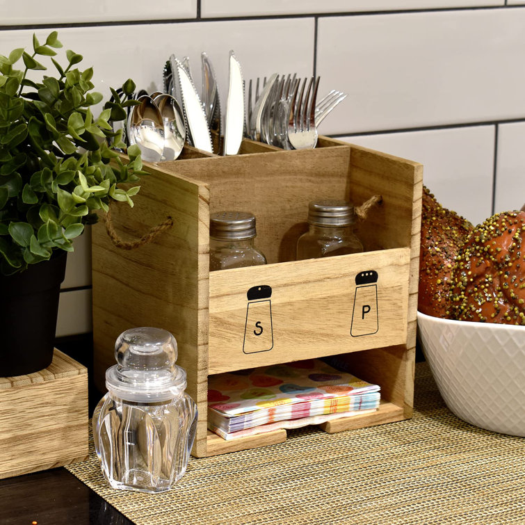 Gracie Oaks Wood Rectangle Flatware Caddy - Wayfair Canada