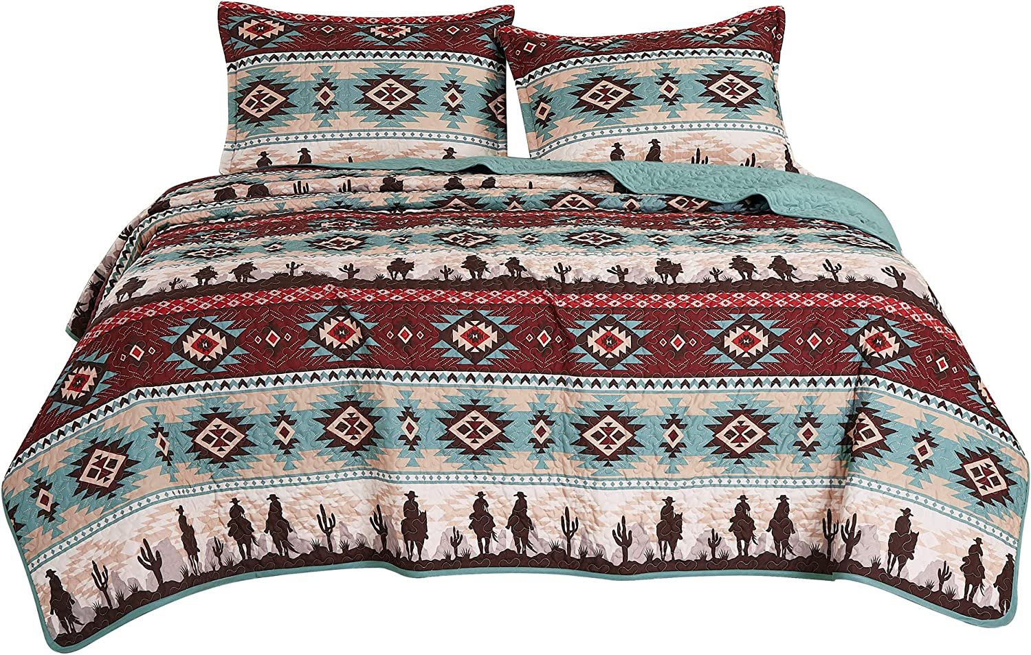 Chezmoi Collection Dune Microfiber Coverlet Southwestern Cowboys Aztec ...