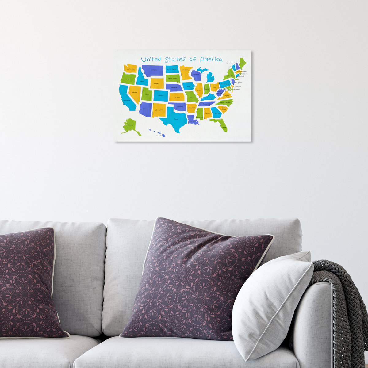 Art Remedy USA Map 2 - Graphic Art Print on Canvas | Wayfair