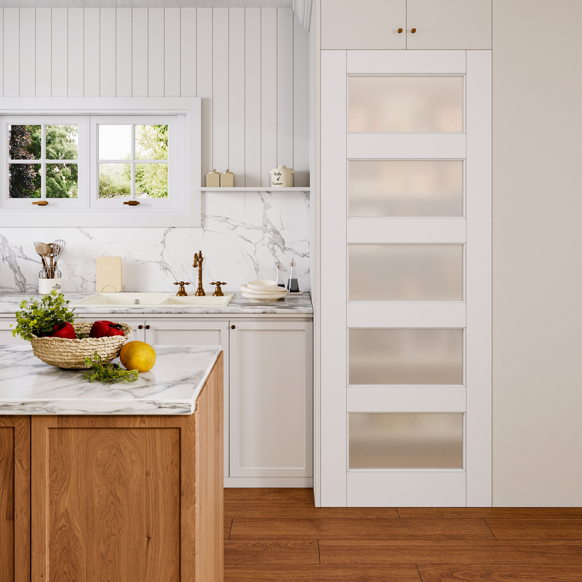 Frosted Pantry Cabinet Designs