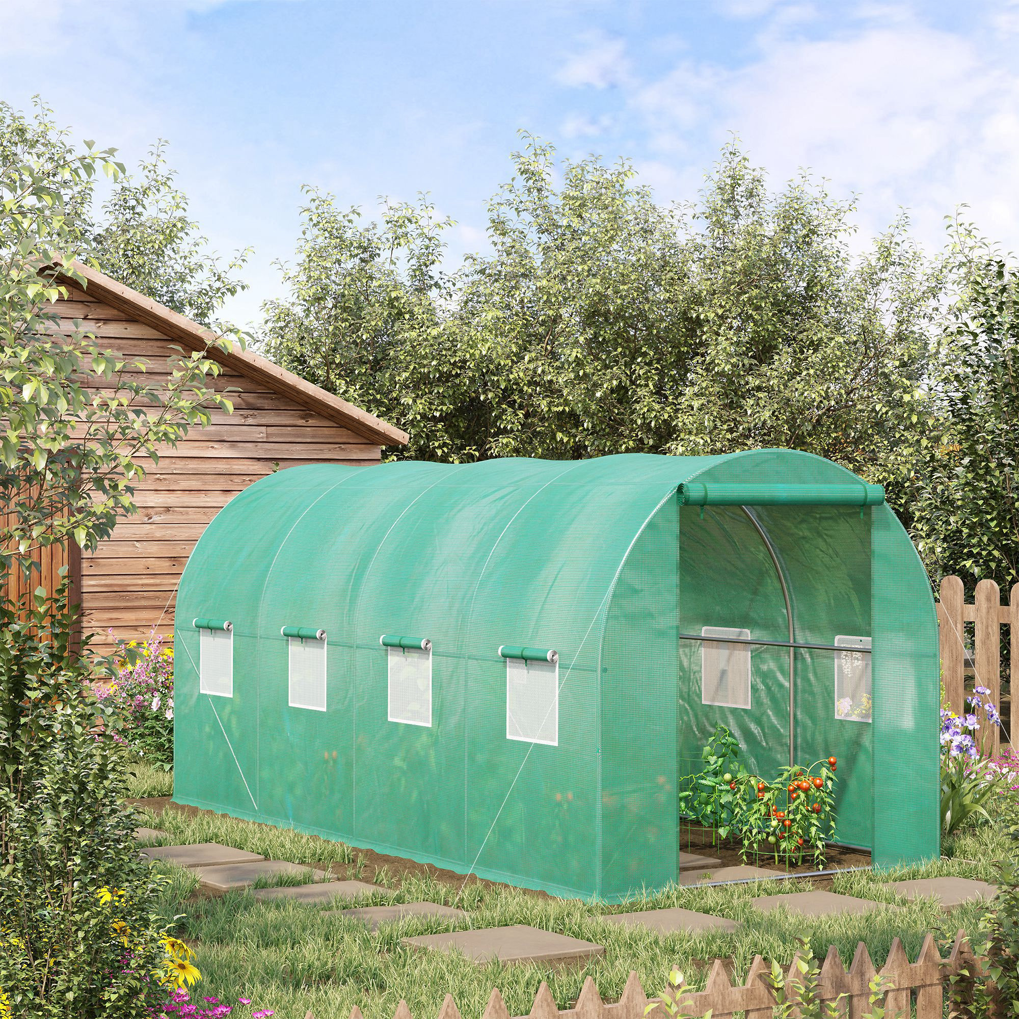 Ceballos Outsunny 15' X 7' X 6.5' Walk-In Tunnel Hoop Greenhouse | Wayfair