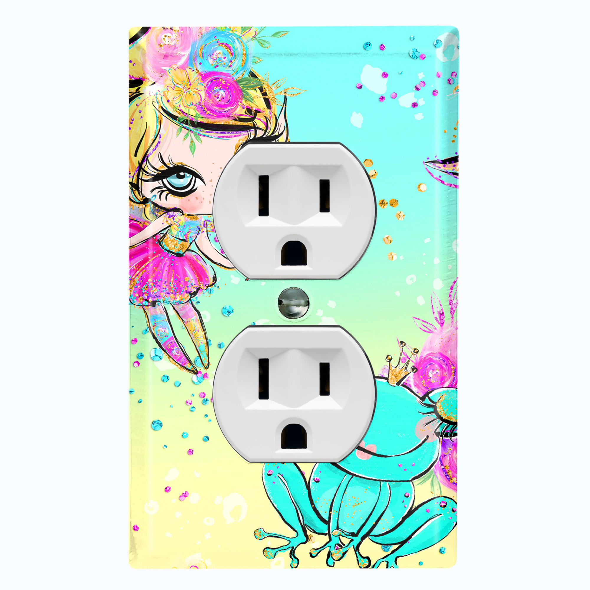 WorldAcc Metal Light Switch Plate Outlet Cover (Fairy Princess Frog ...