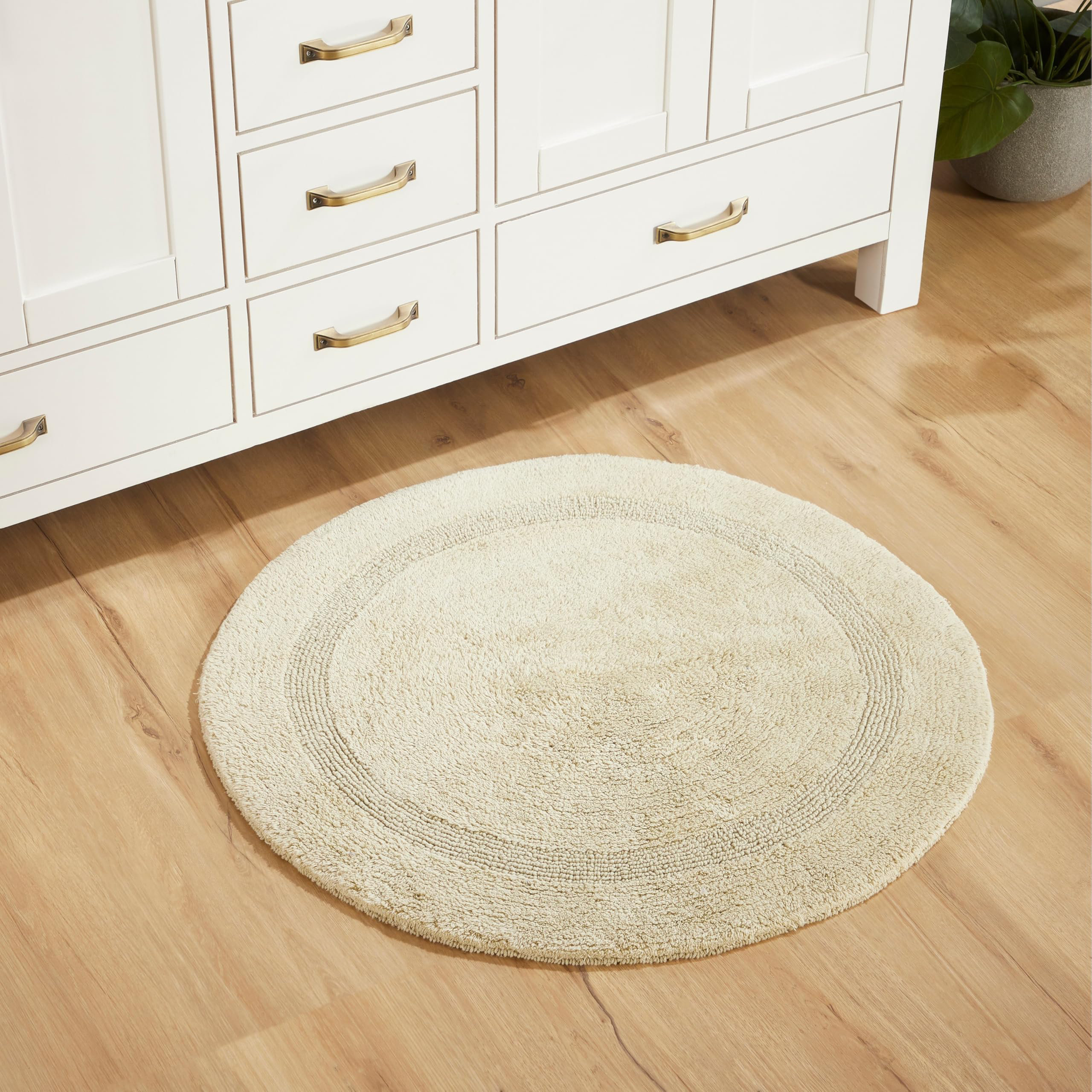 Gracie Oaks Round Bathroom Rug Sand Reversible Super Soft, Luxury ...