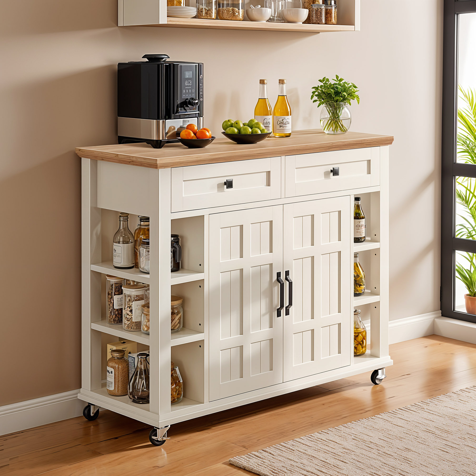Ebern Designs Stepheny 45"x17" Vintage Kitchen Island Kitchen Cart with ...