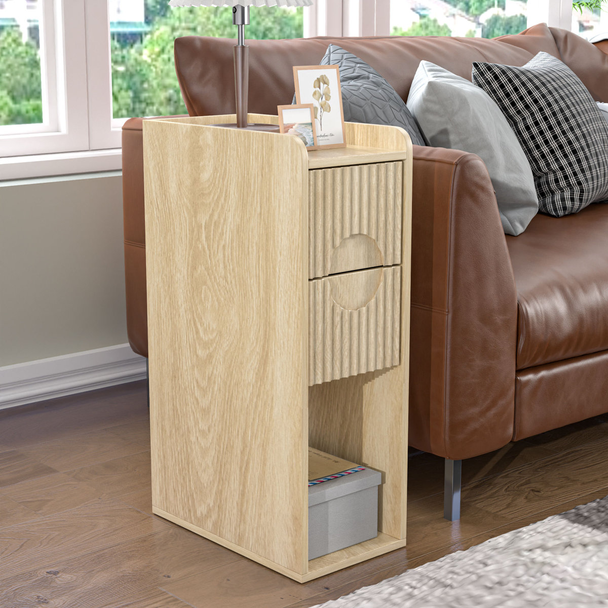 Latitude Run® Fluted End Table Set With Drawers(set Of 2), Farmhouse ...