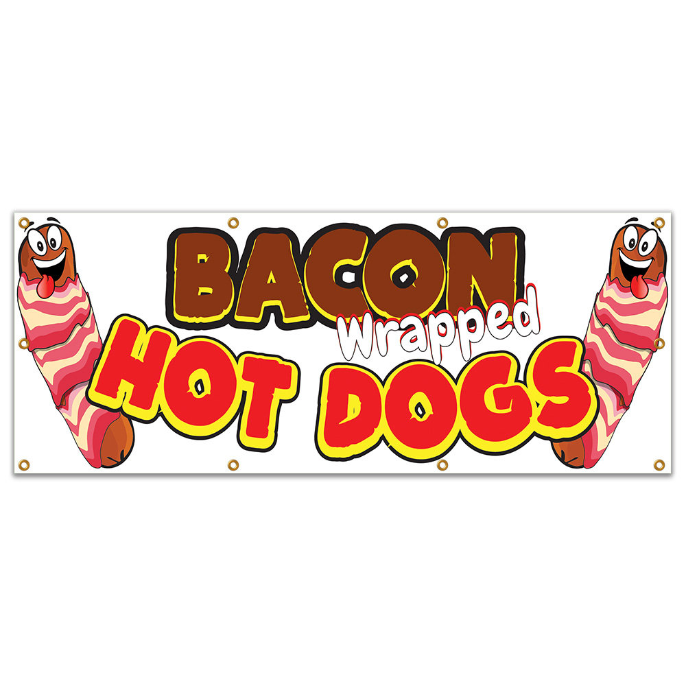 SignMission Bacon Wrapped Hot Dogs 96" Banner Concession Stand Food ...