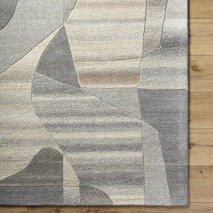 Orren Ellis Shaunna Abstract Hand Tufted Wool Area Rug in Black/Beige ...