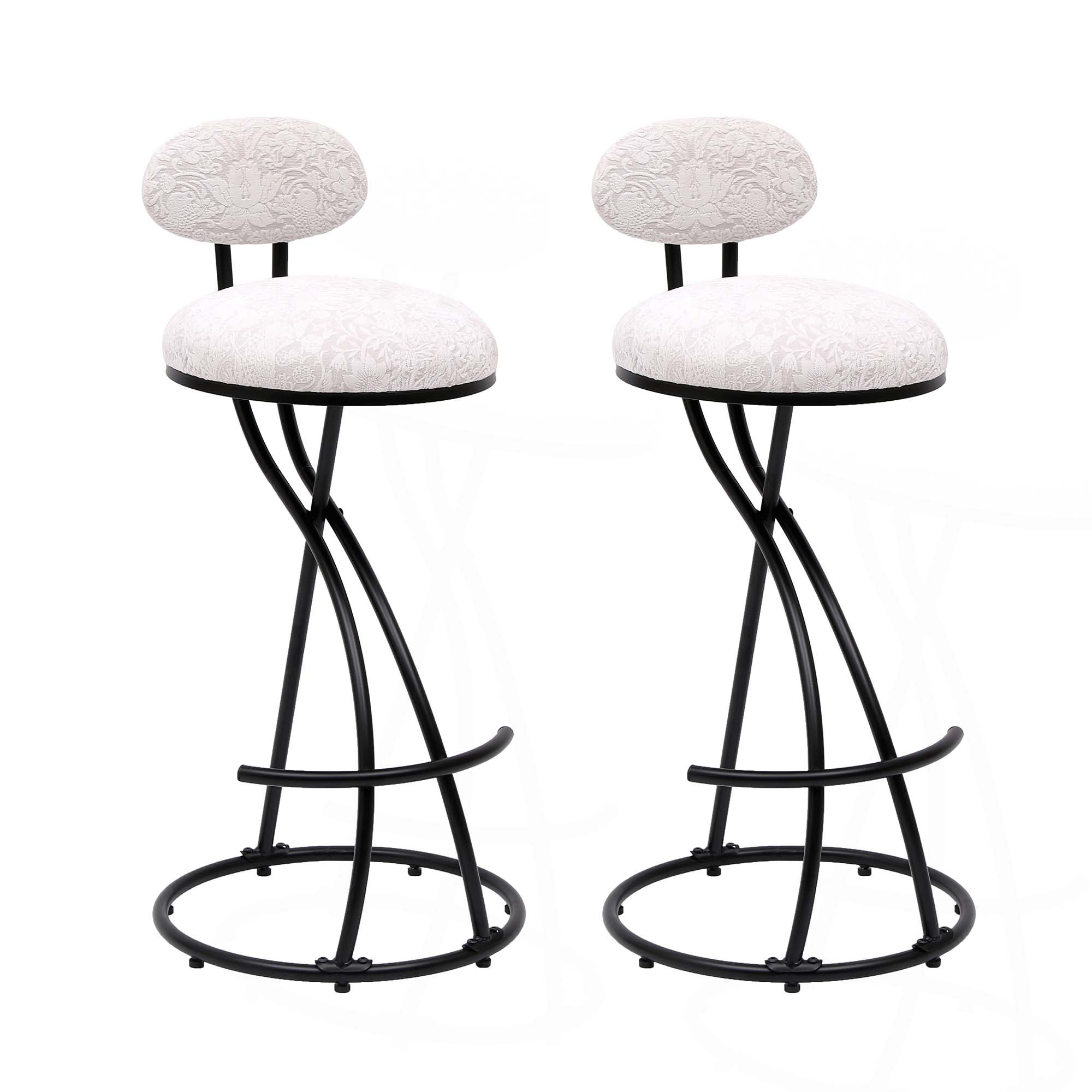 George Oliver Bar Stools Set of 2 S-shaped Barstools with Upholstered ...