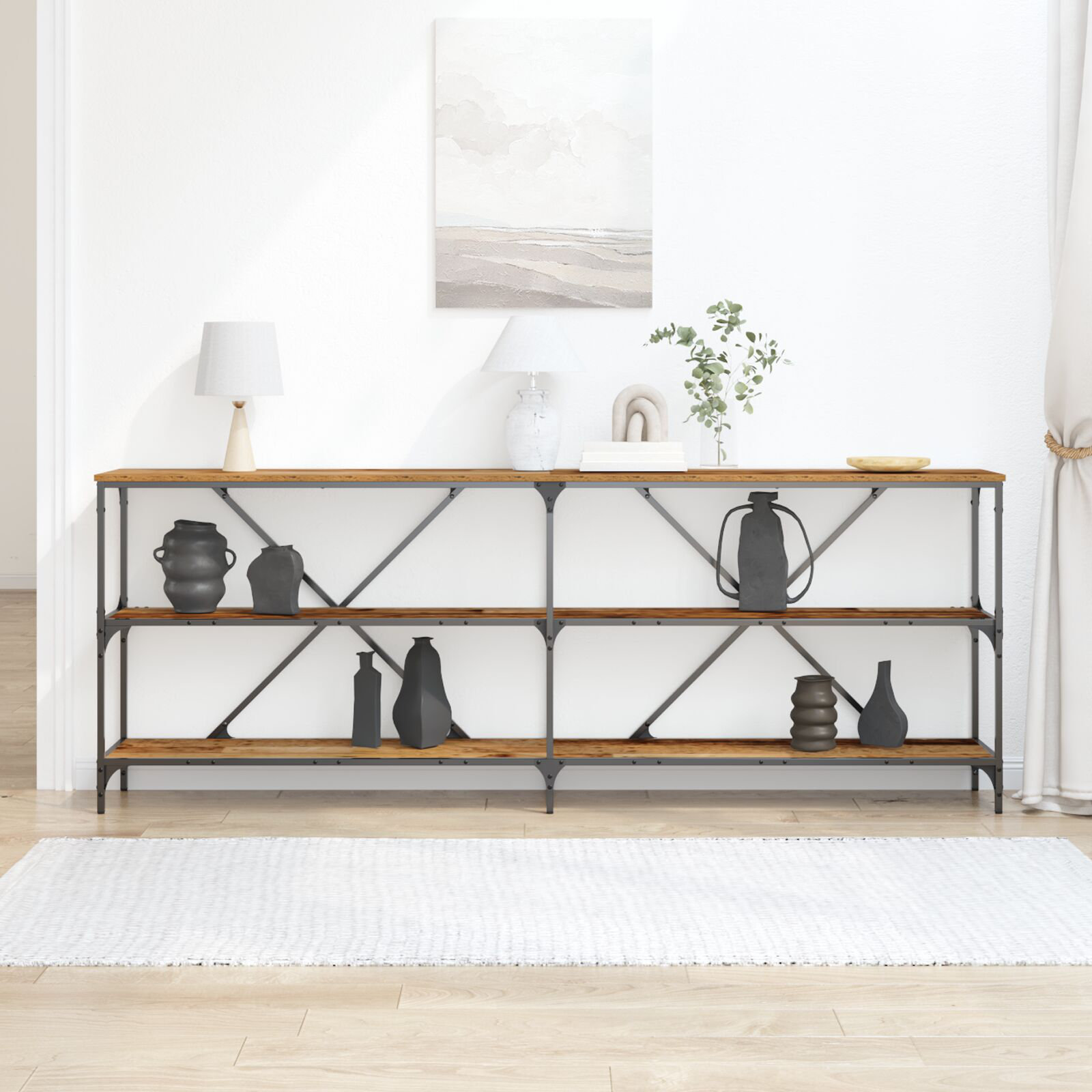 Borough Wharf Console Table 200X30x75 Cm Engineered Wood And Steel ...
