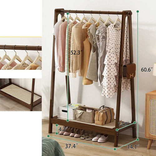 Onaway 37.4'' Solid Wood Clothes Rack with 1 Storage Shelf | Wayfair