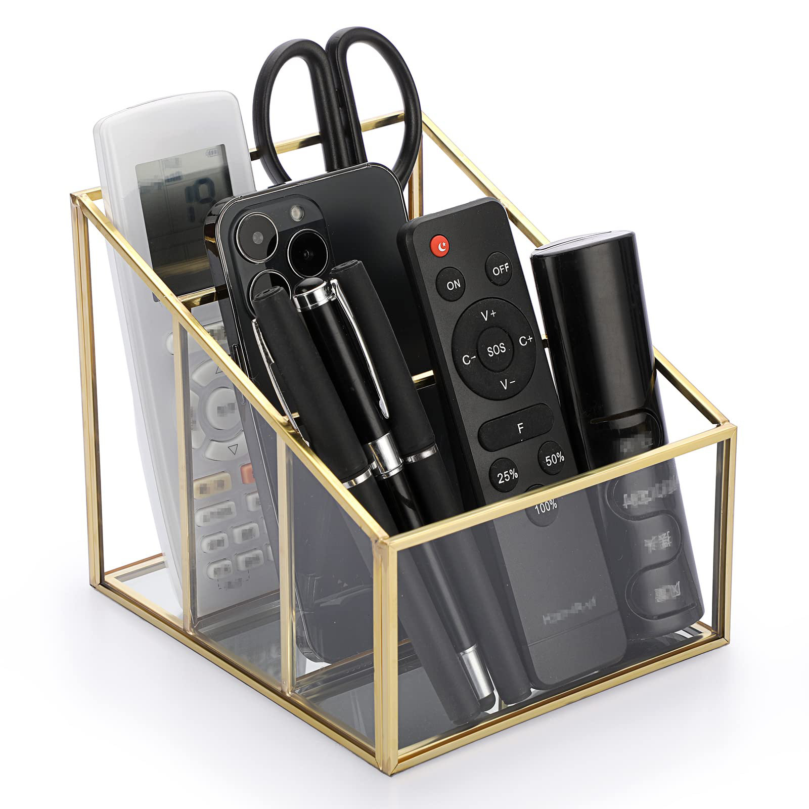 COAHAHA Sumnacon Stylish Remote Control Holder - Sturdy Glass & Brass ...