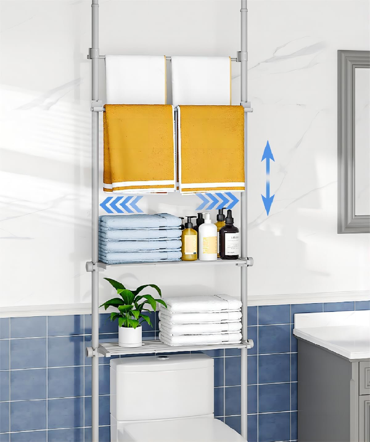 Rebrilliant Over The Toilet Storage Shelf, Adjustable 2-In-1 Over ...