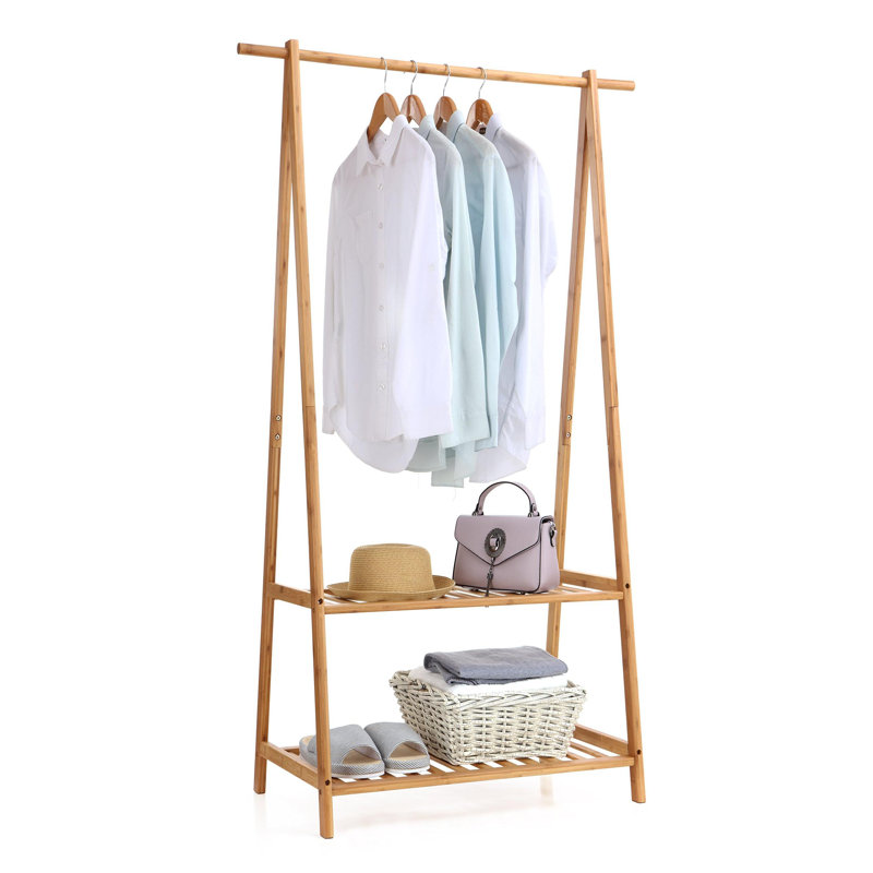 Rebrilliant Menno 35.4" Solid Wood Clothes Rack | Wayfair