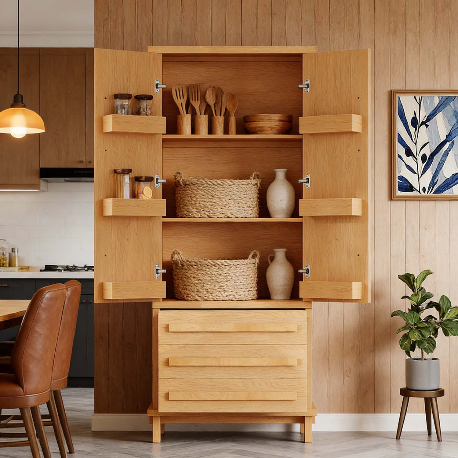 Latitude Run® Kitchen Pantry Cabinet,For Elegant Storage And ...
