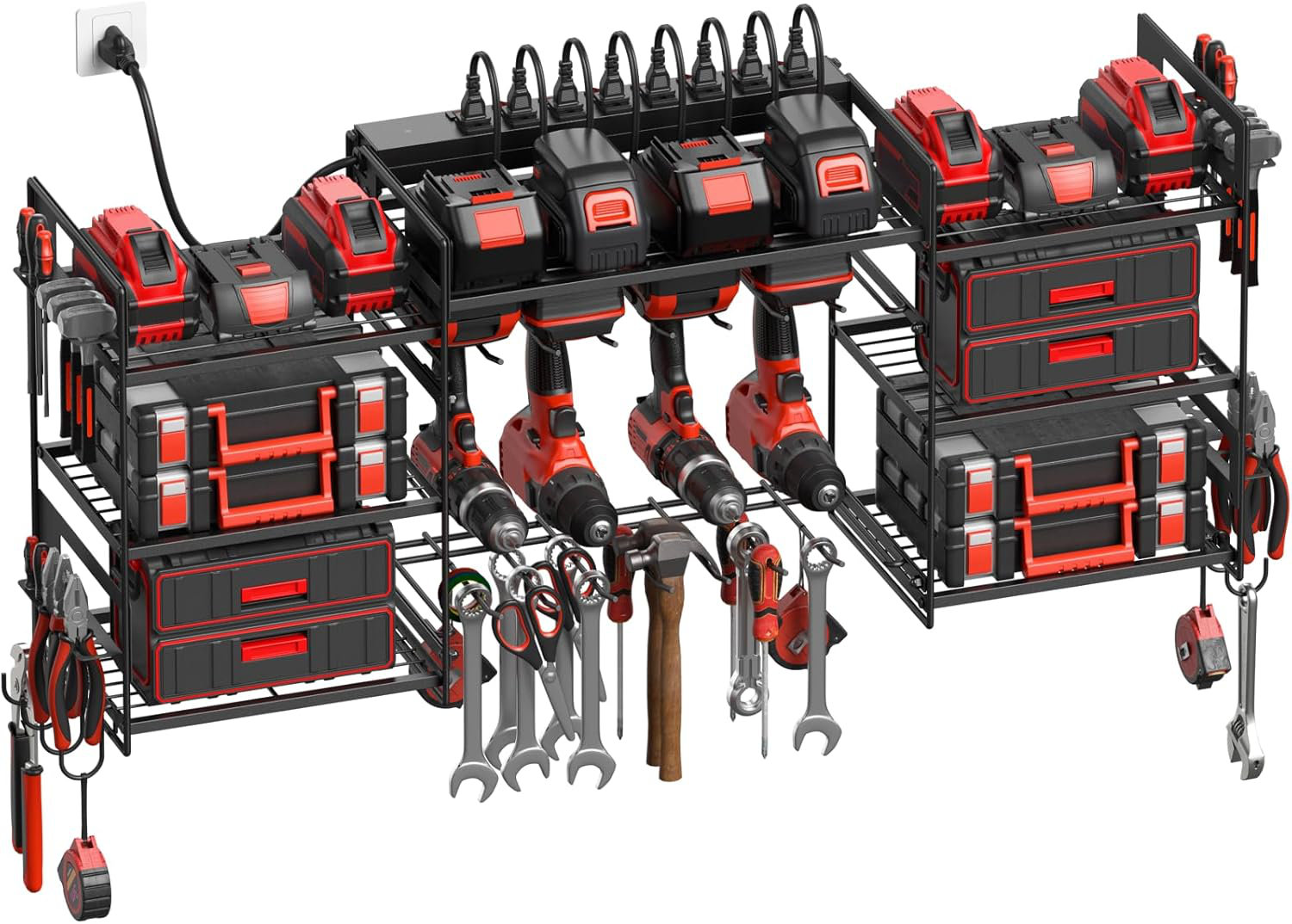 Wrought Studio Black Power Tool Organizer Wall Mount, Large Tools And ...