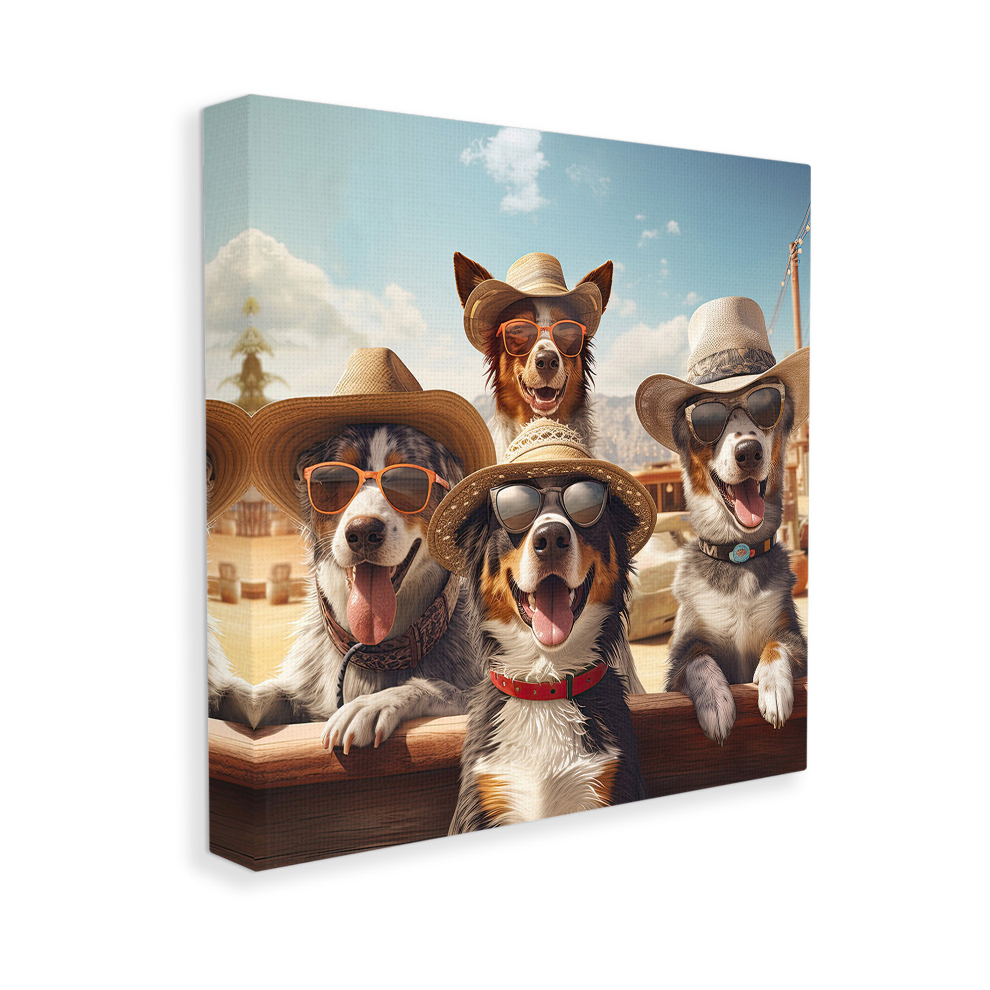Trinx Southwestern Cowboy Dogs Canvas Wall Art by Jim Baldwin | Wayfair