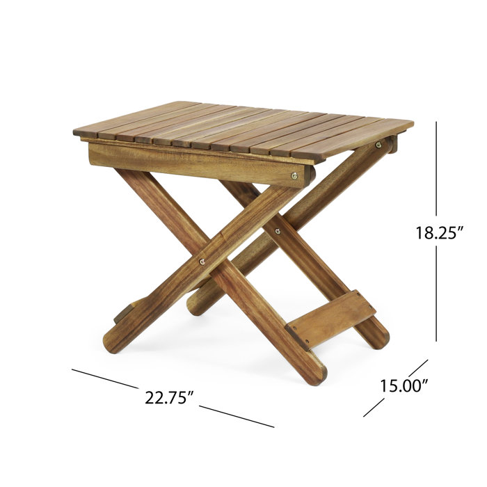 Gracie Oaks Weathered Outdoor Folding Wooden Side Table & Reviews | Wayfair