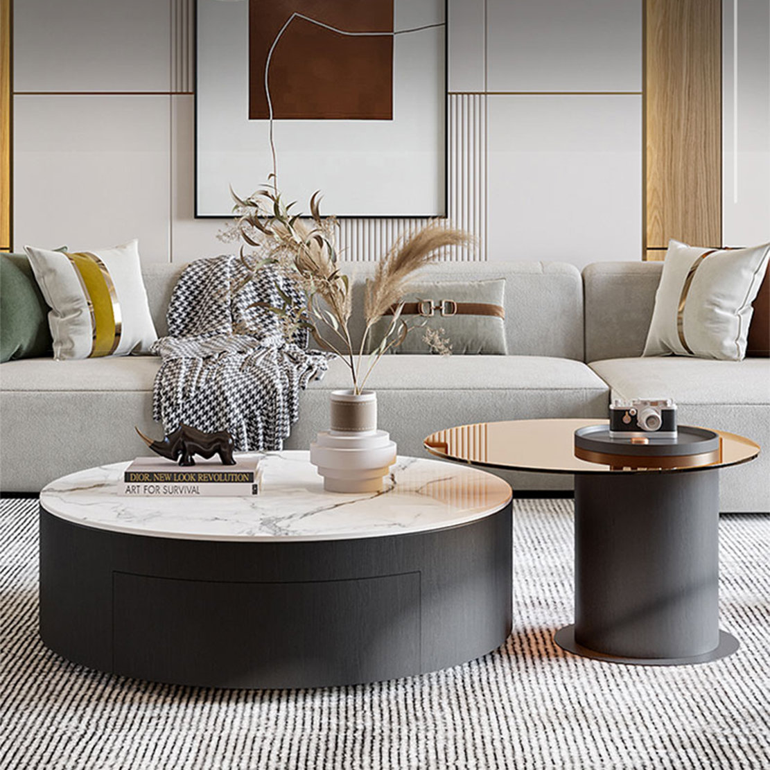 Orren Ellis Round stone slab coffee table set | Wayfair