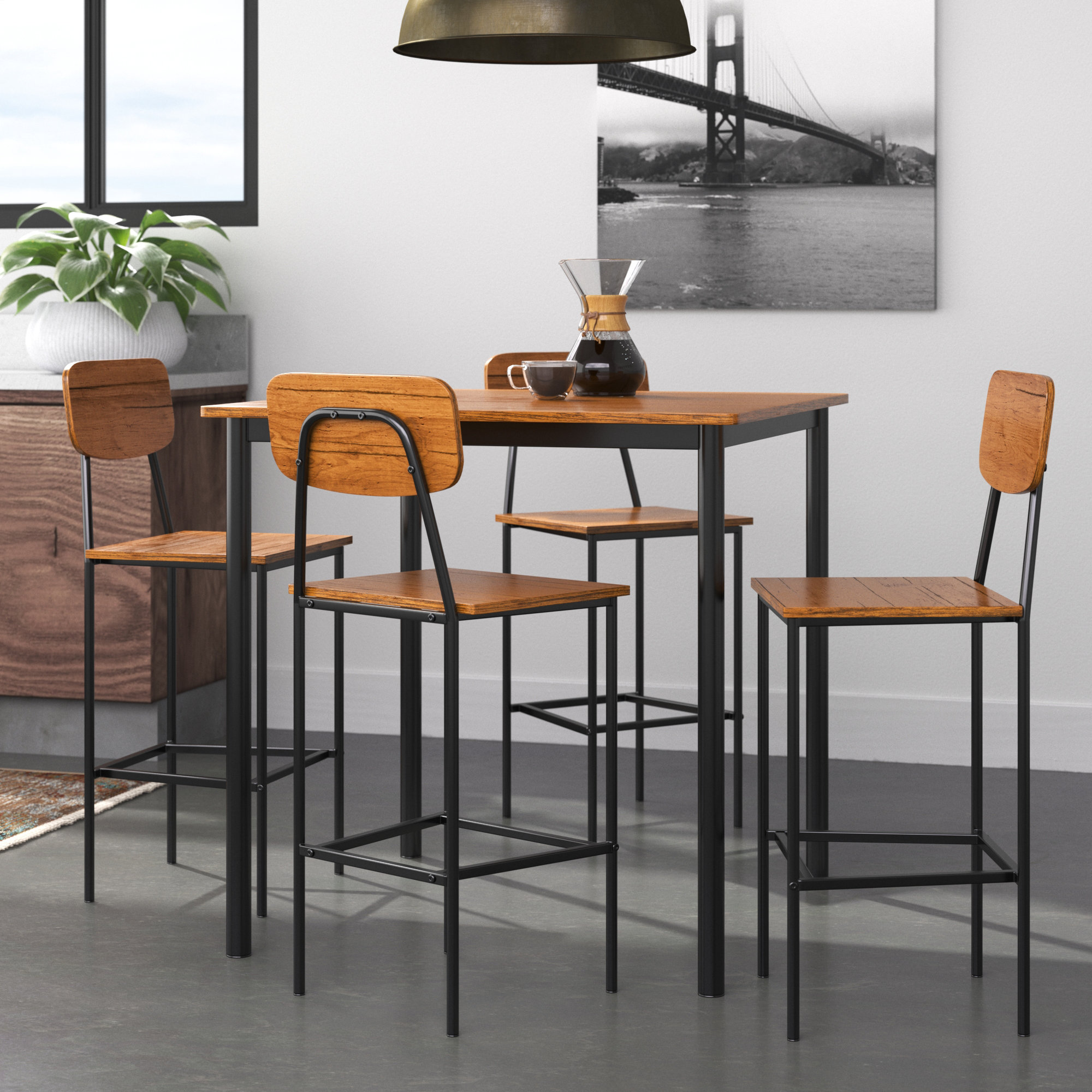 Trent Austin Design® Eckhardt 5-piece Industrial Dining Table Set W ...