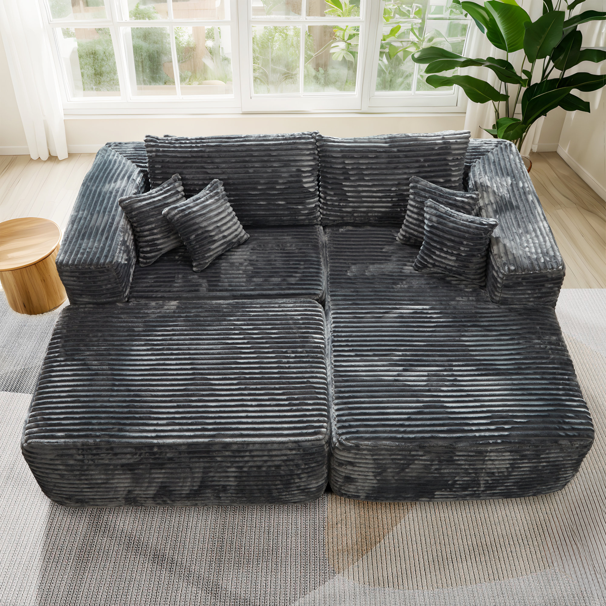 Wrought Studio Hogle 3 - Piece Corduroy Sectional Sofa | Wayfair