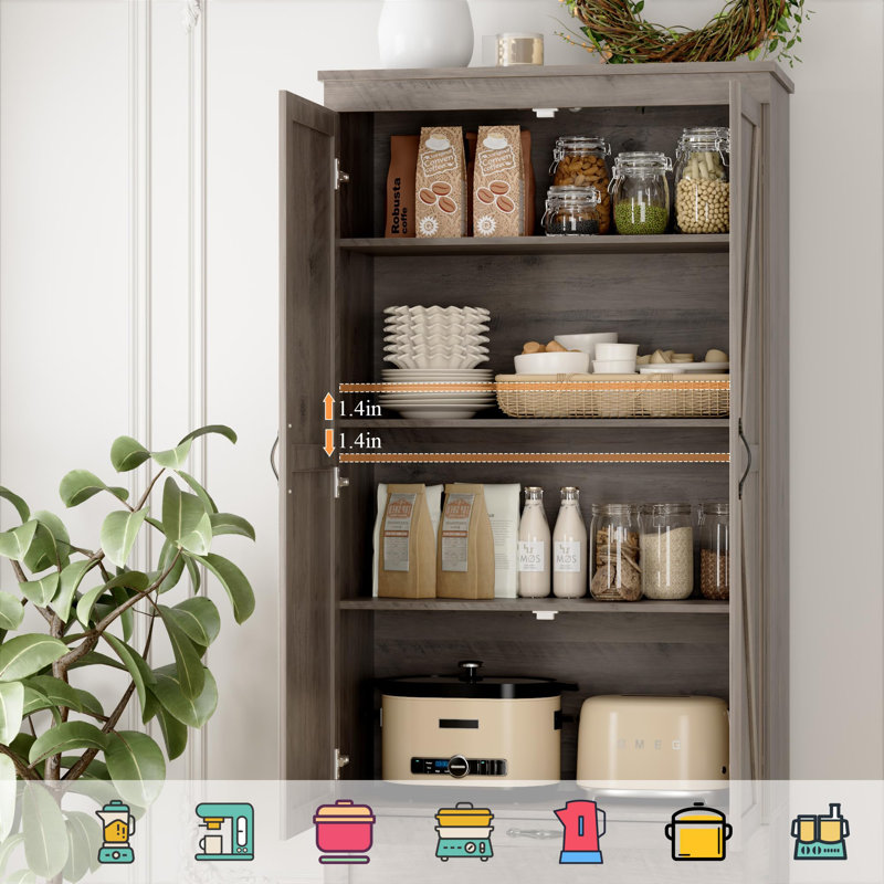 Gracie Oaks 70" Tall Kitchen Pantry Storage Cabinet | Wayfair