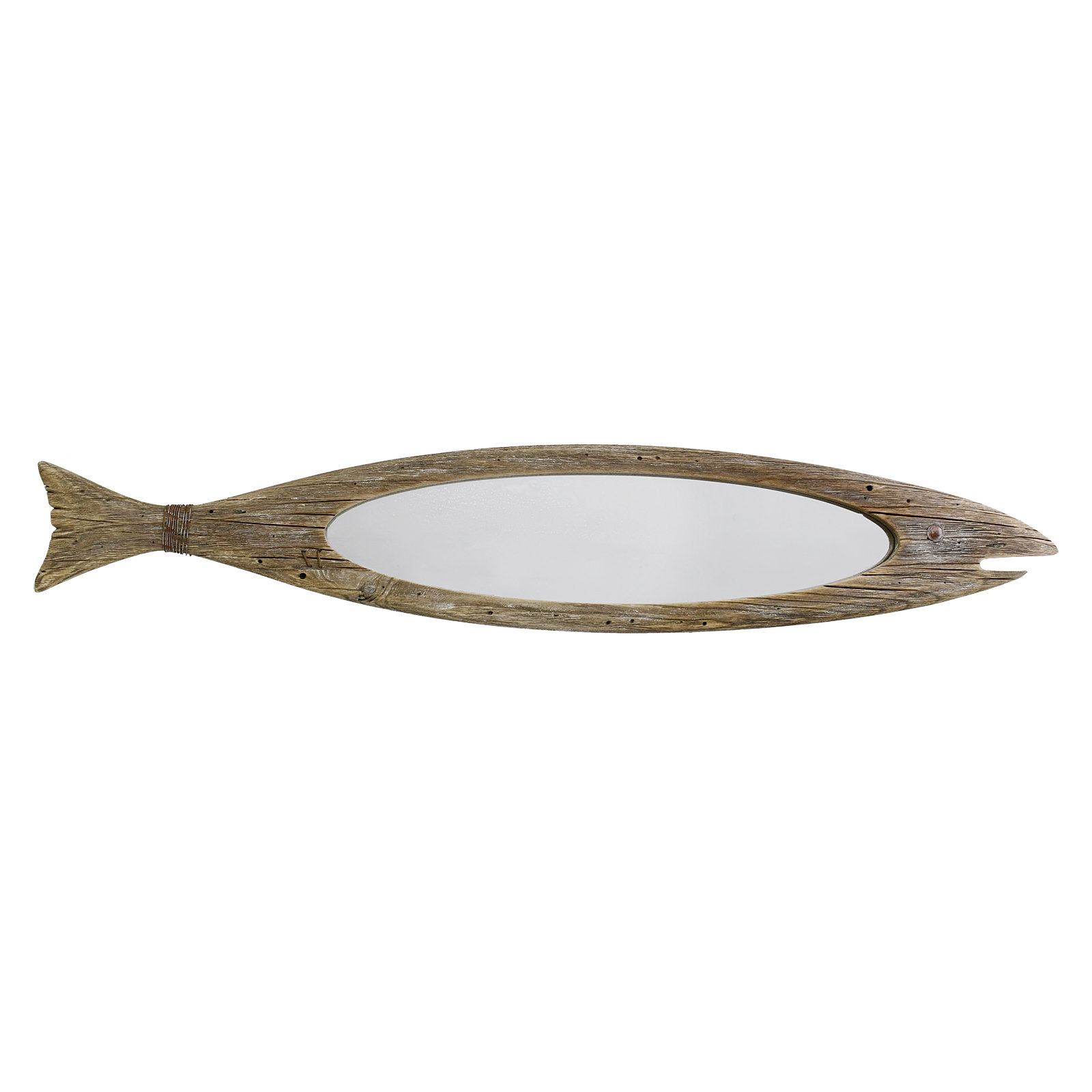 Highland Dunes Rustic Wood Fish Mirror Decorative Hanging Mirror Wall ...