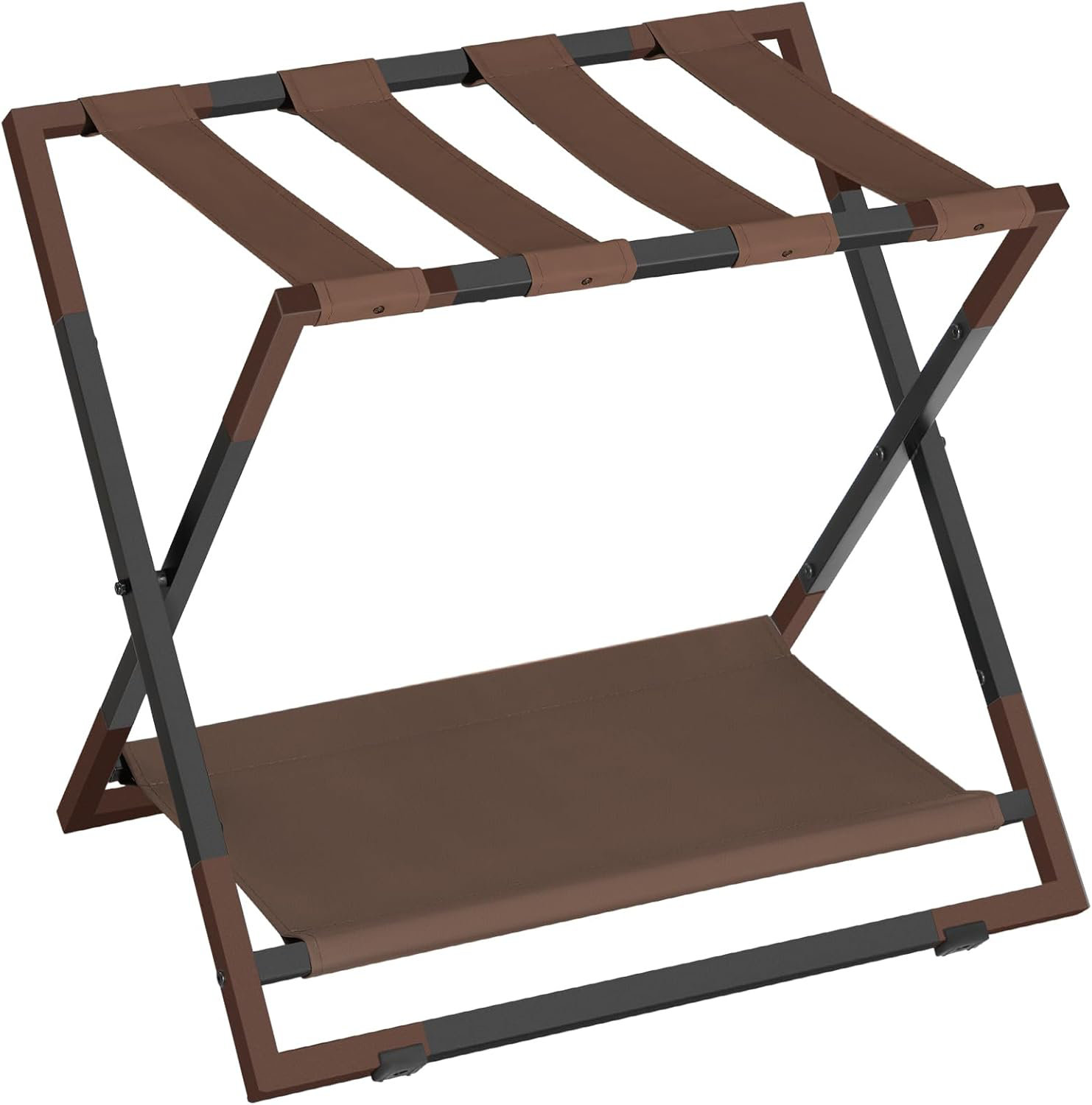 RAPTIZ Luggage Rack, Foldable Suitcase Stand With Faux Leather Support ...