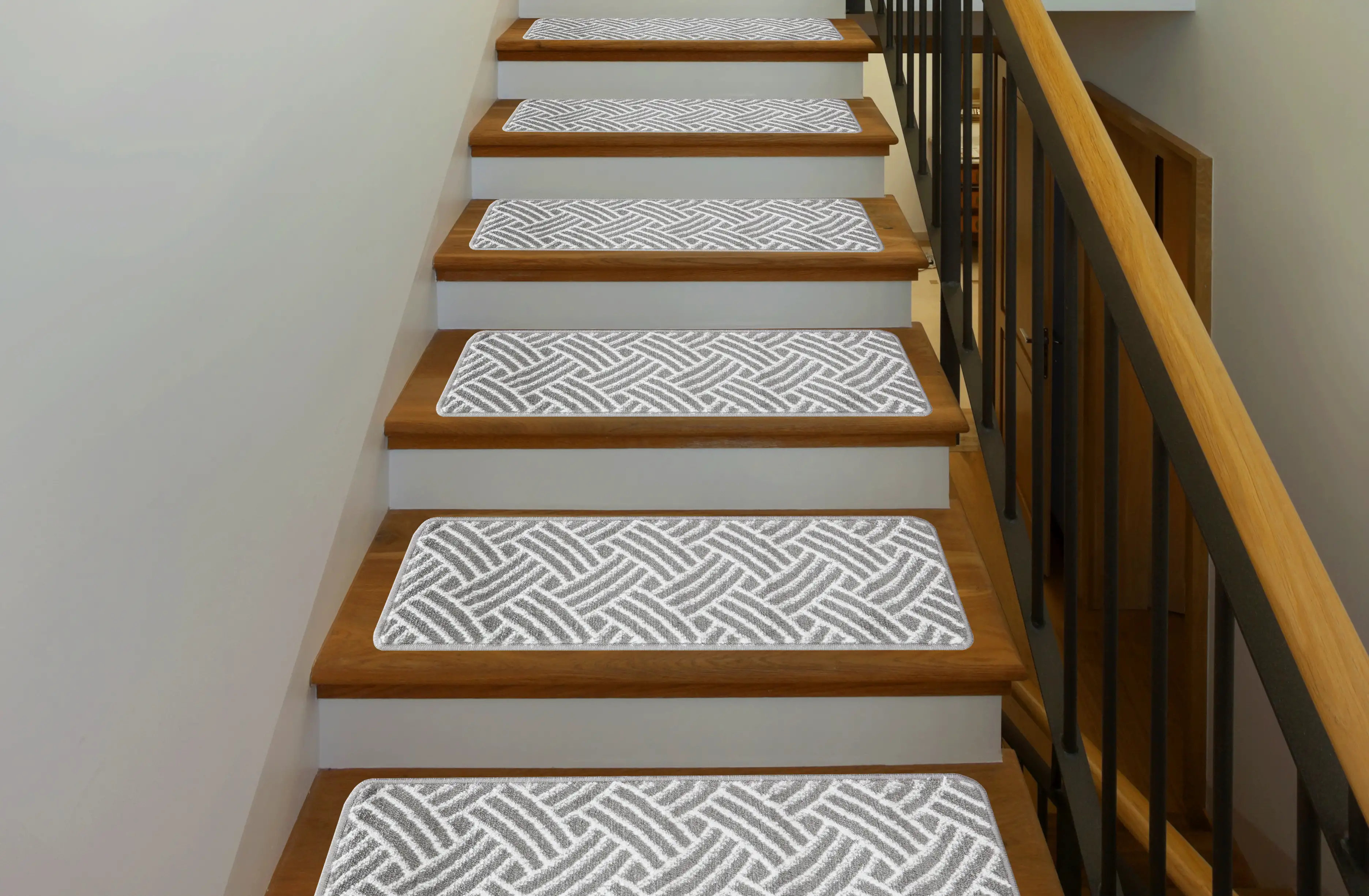 Latitude Run® Stair Treads 9x28in Gray/White Non Slip Stair Rugs | Wayfair
