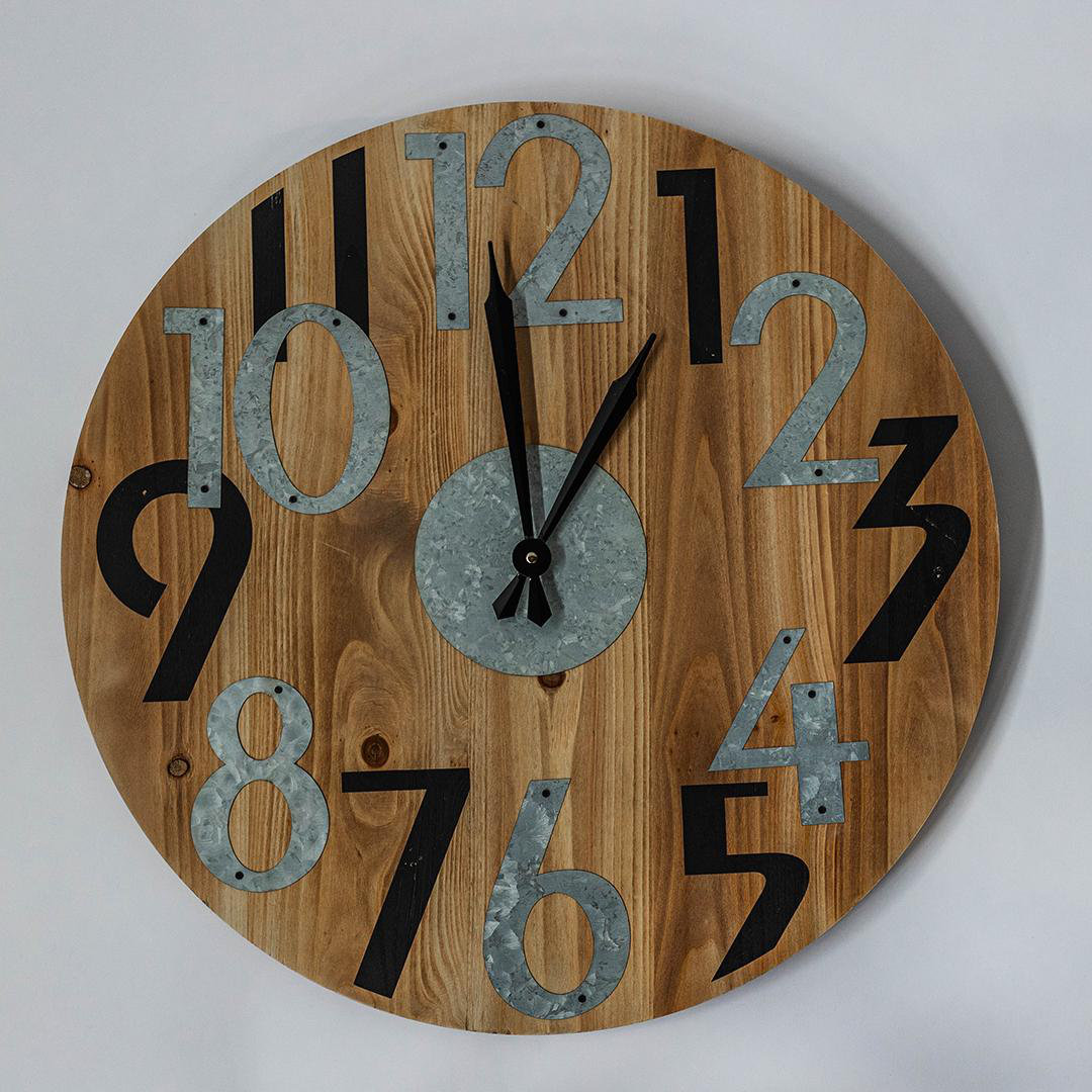 Gracie Oaks Wooden With Large Numbers Wall Clock | Wayfair