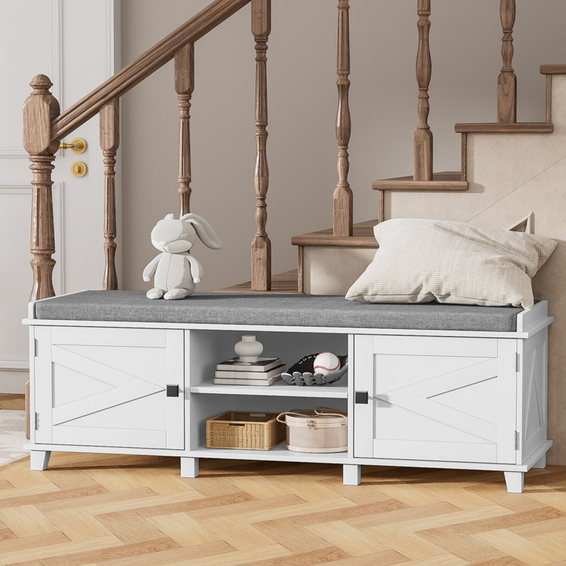 Gracie Oaks 10 Pair Shoe Storage Bench With Soft Cushion | Wayfair