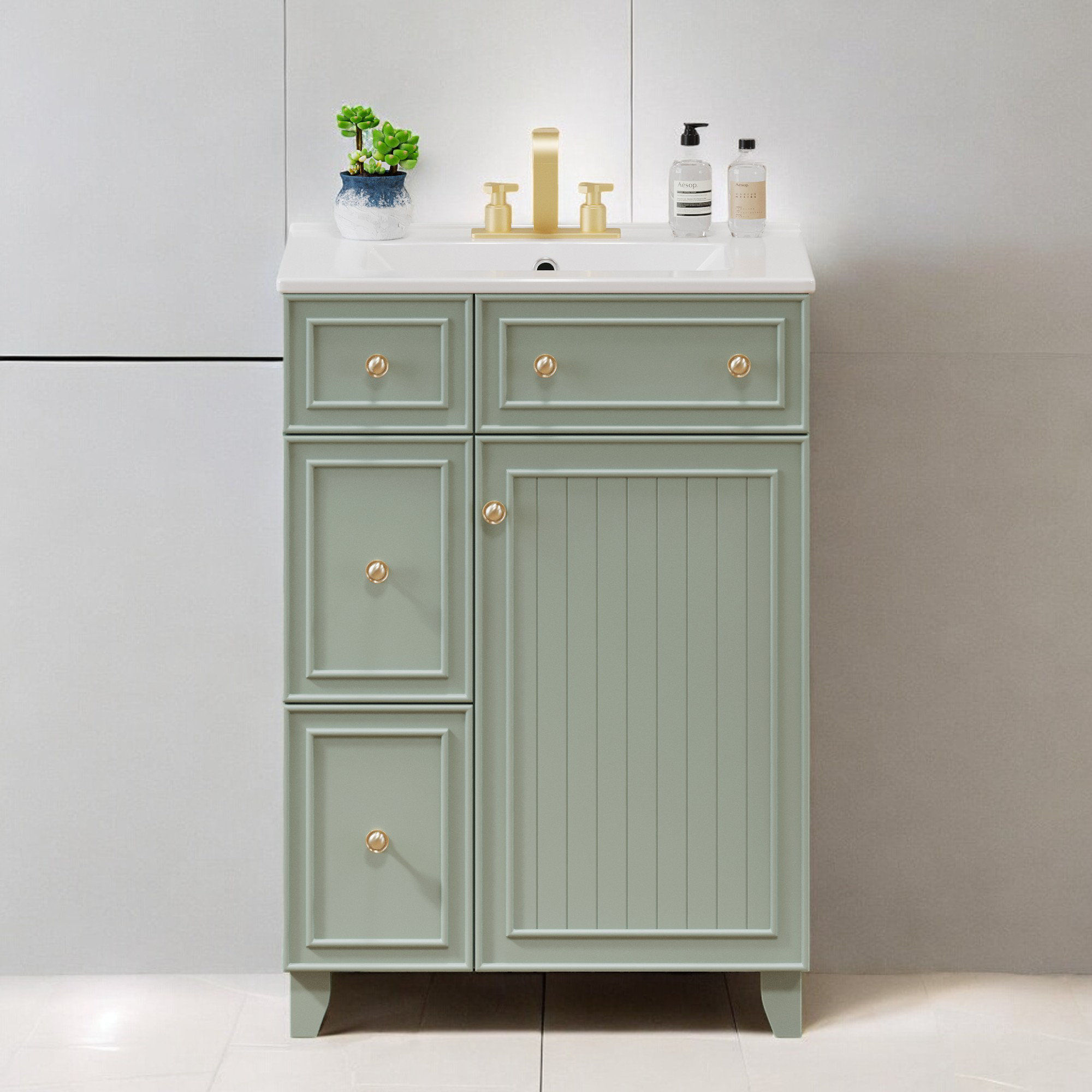 Winston Porter Ensemble de meuble-lavabo simple 24 po Norreen et ...