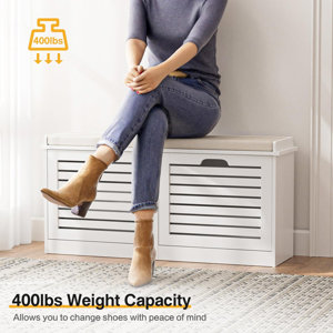Hokku Designs Shoe Storage Bench With 2 Flip Drawer & Seat Cushion ...