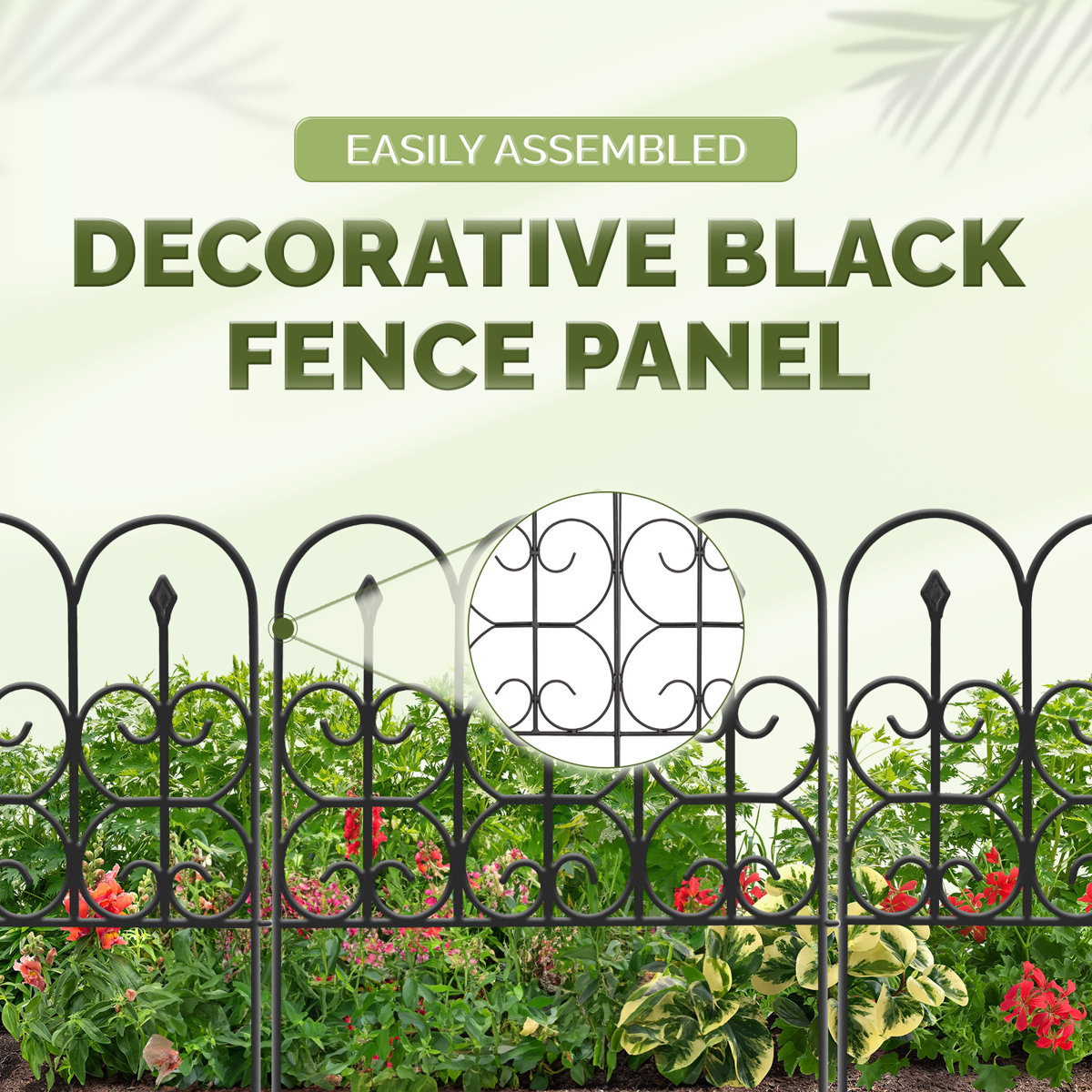 Red Barrel Studio® 32'' H x 24'' W Black Metal Fencing with 5 Panels(s ...
