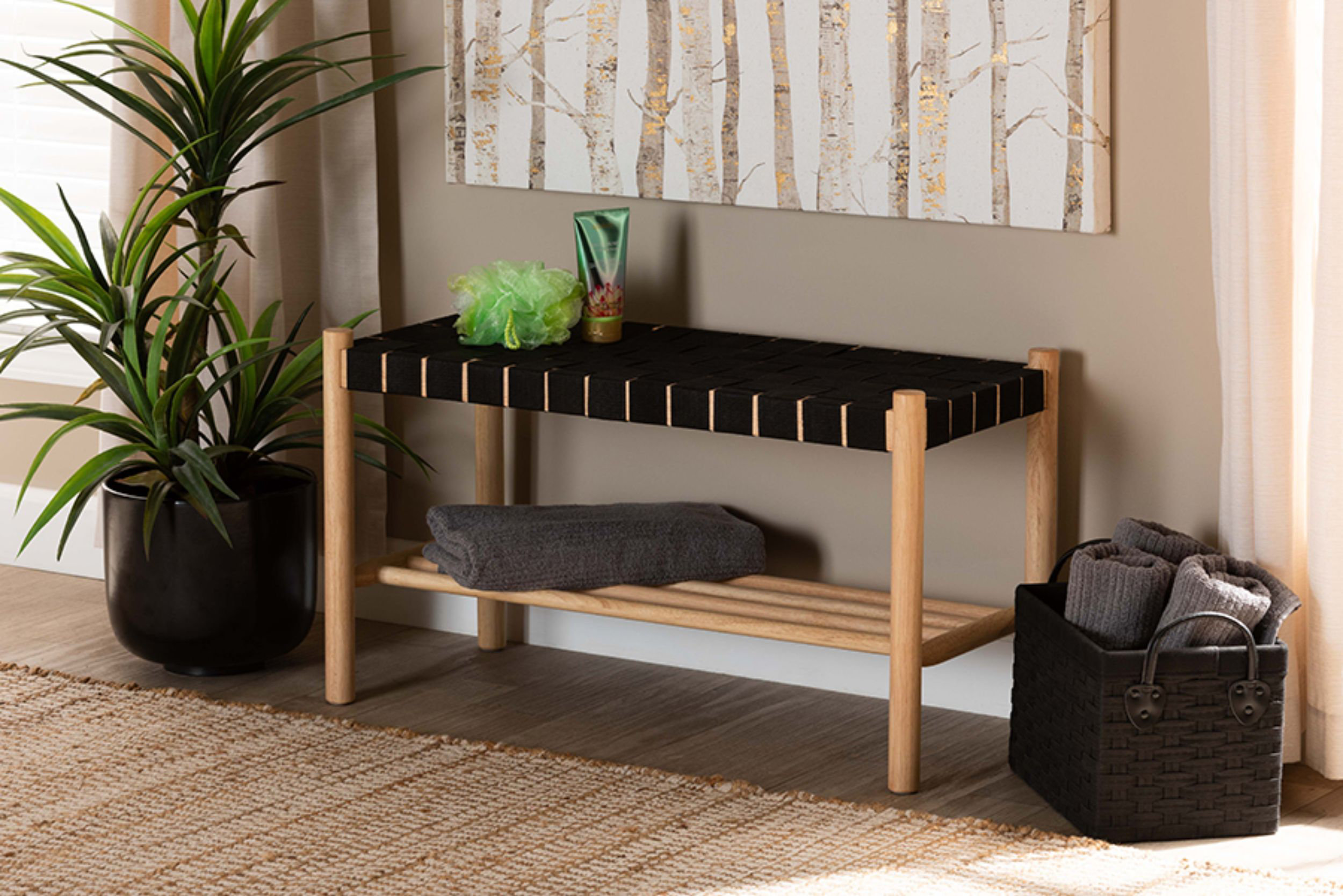 iHome Studio Jacqueline And Oak Brown Finished Wood Bench | Wayfair