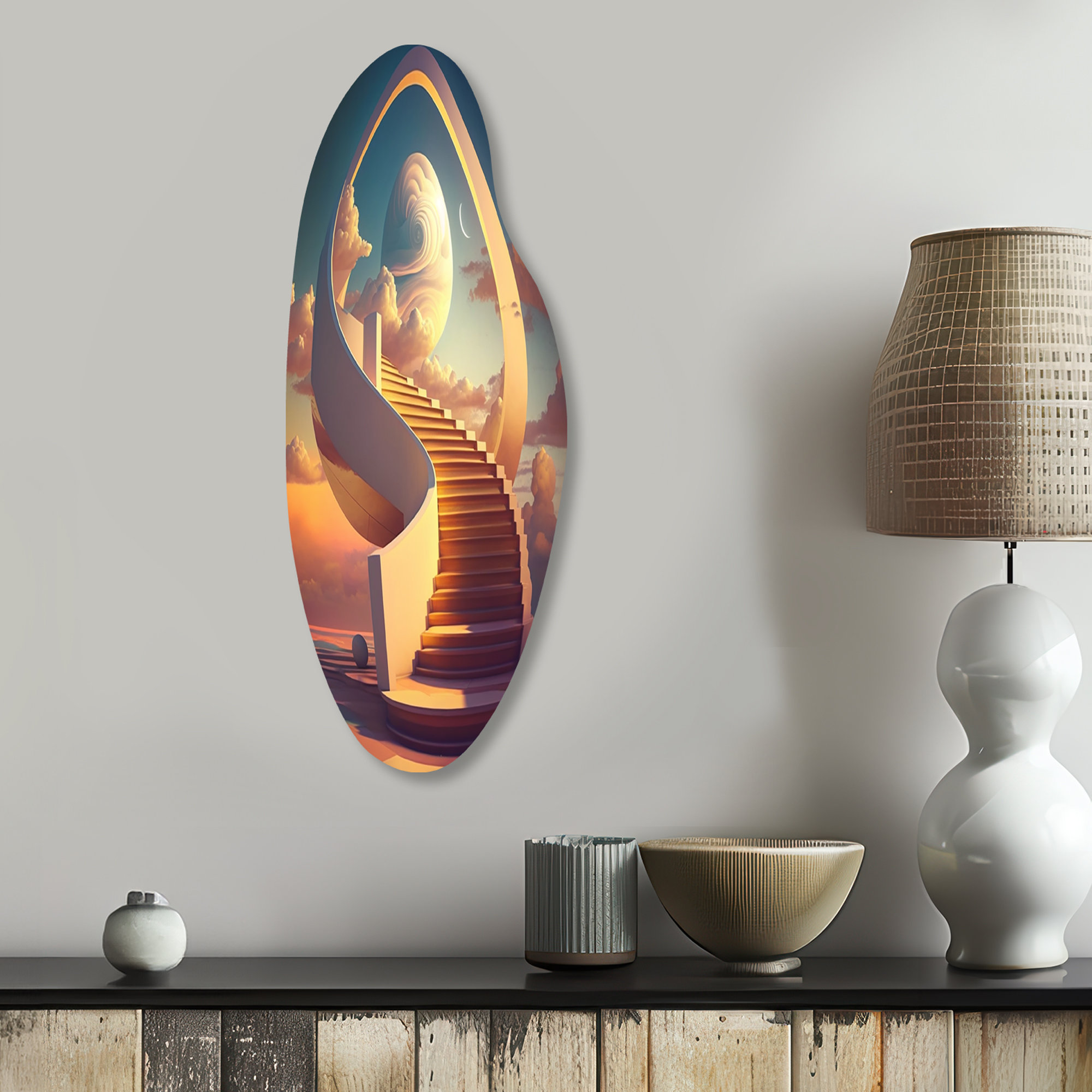 East Urban Home Stairs To Heaven II - Religious Landscape Curved Shape ...